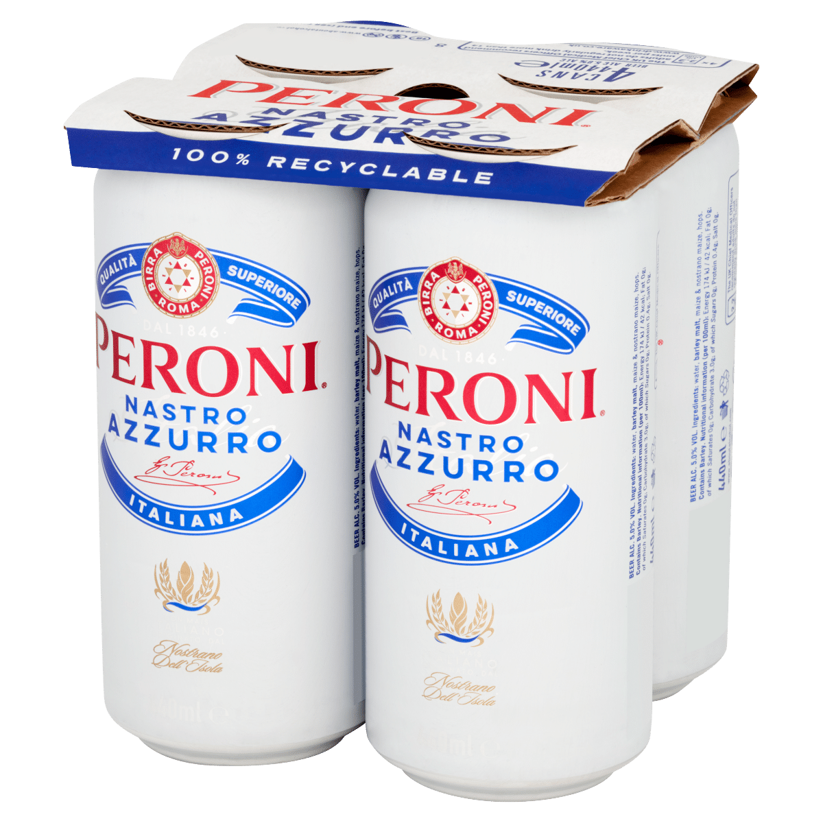 Peroni Nastro Azzurro 4 x 440ml - One Stop
