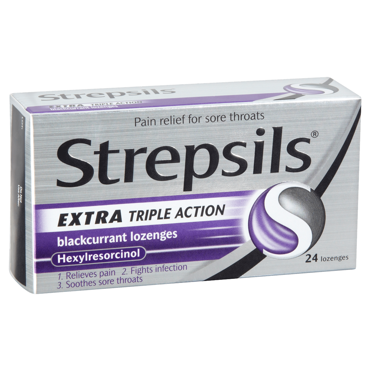 Strepsils Extra Triple Action Blackcurrant Lozenges 24 Lozenges - One Stop