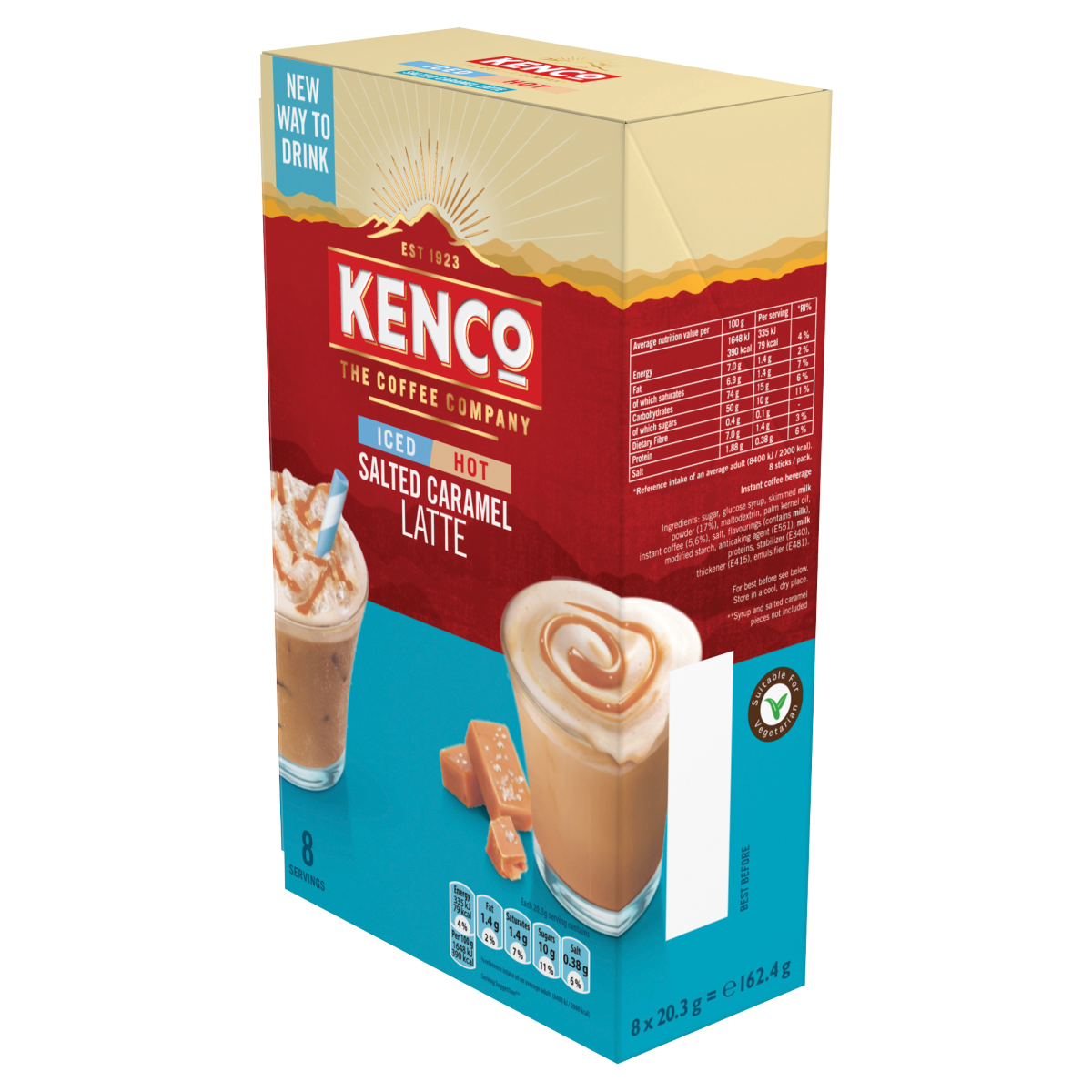 Kenco Iced Hot Salted Caramel Latte 8x20.3g (162.4g) - One Stop