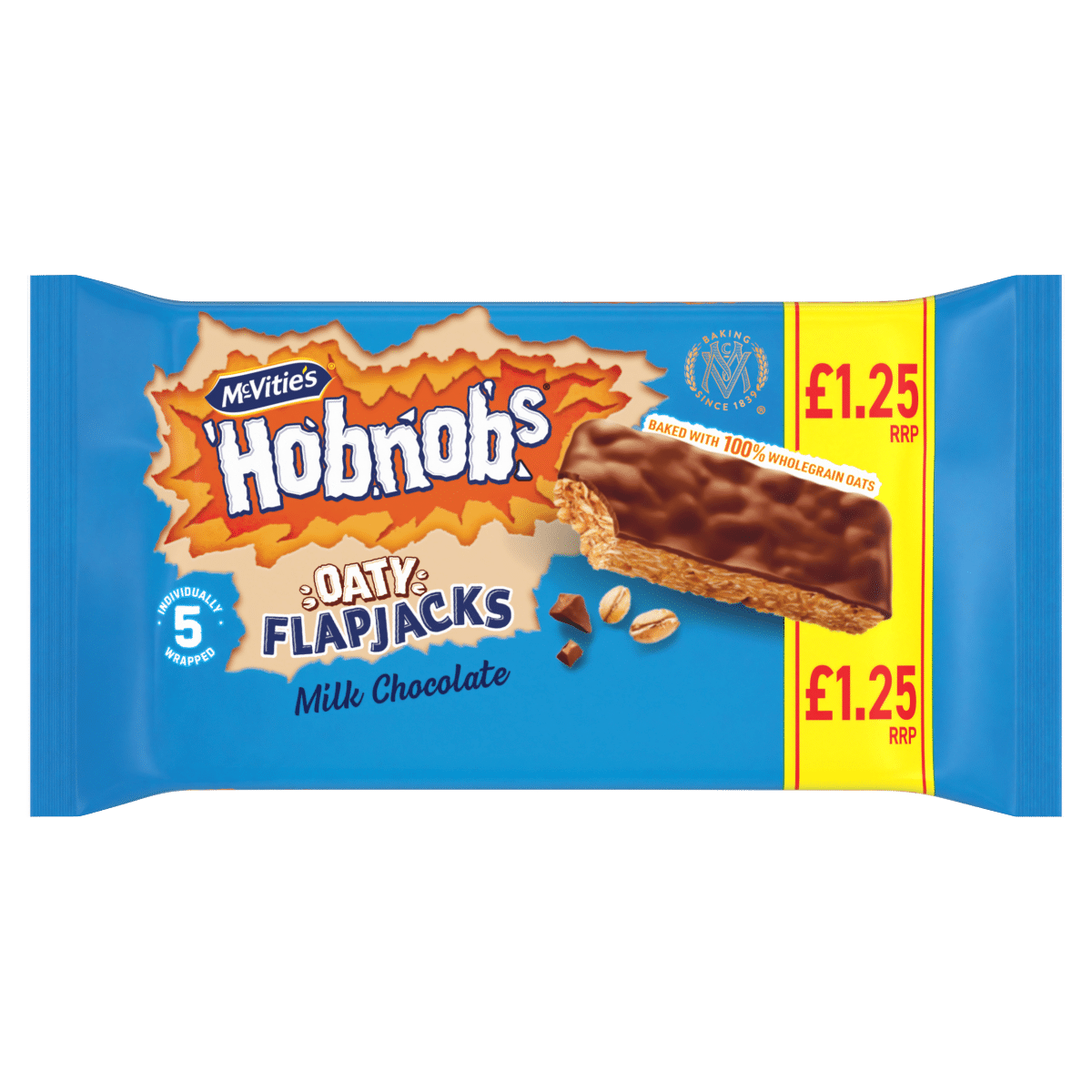 McVitie's Hobnobs 5 Oaty Flapjacks Milk Chocolate 131.8g - One Stop