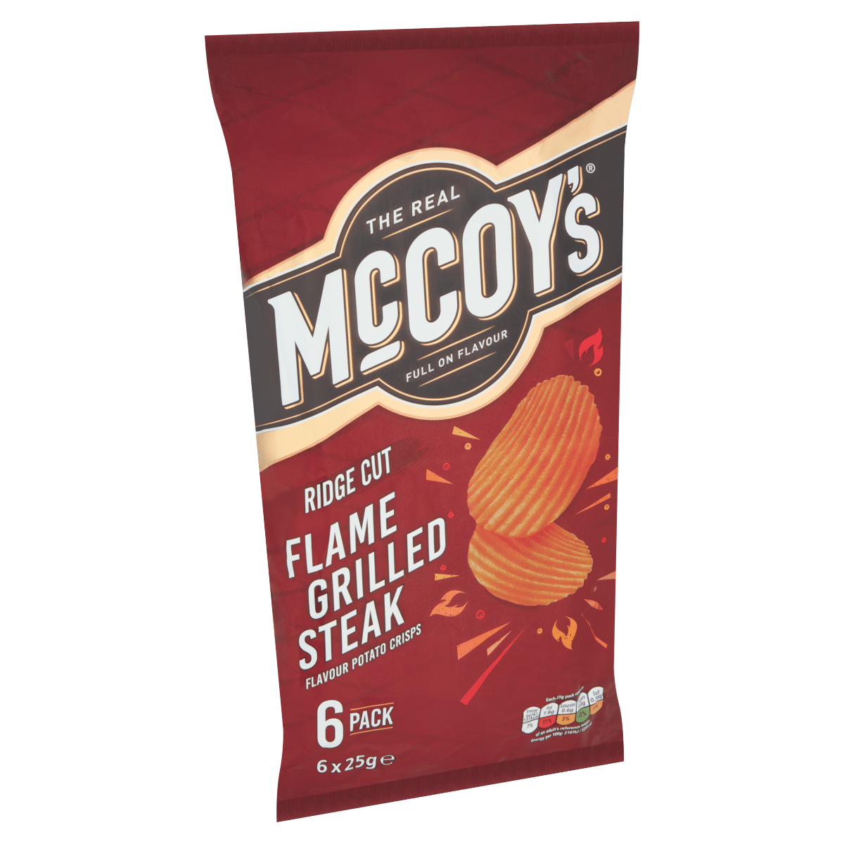 McCoy's Flame Grilled Steak Flavour Potato Crisps 6 x 25g - One Stop