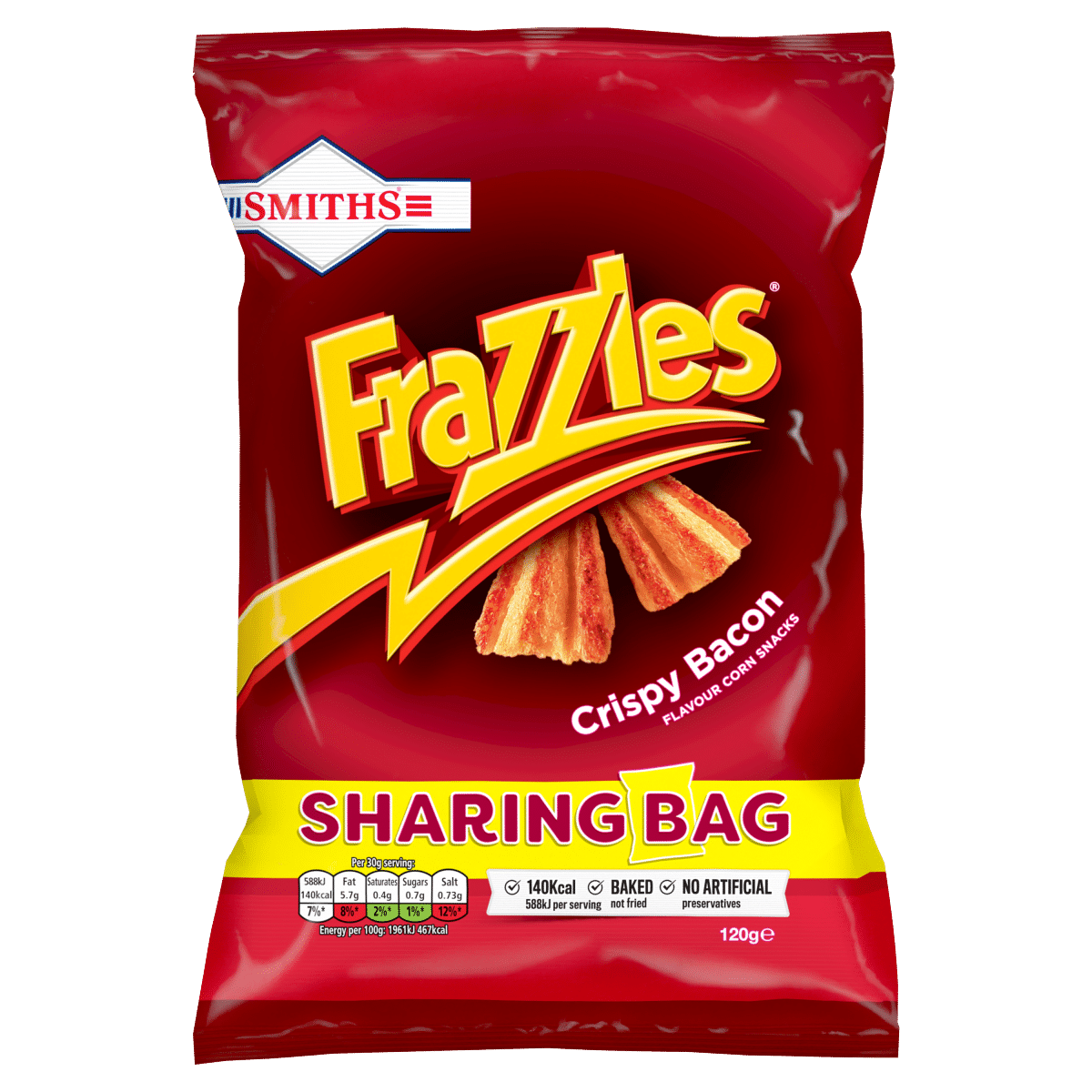 Smiths Frazzles Crispy Bacon Sharing Snacks Crisps 120g - One Stop