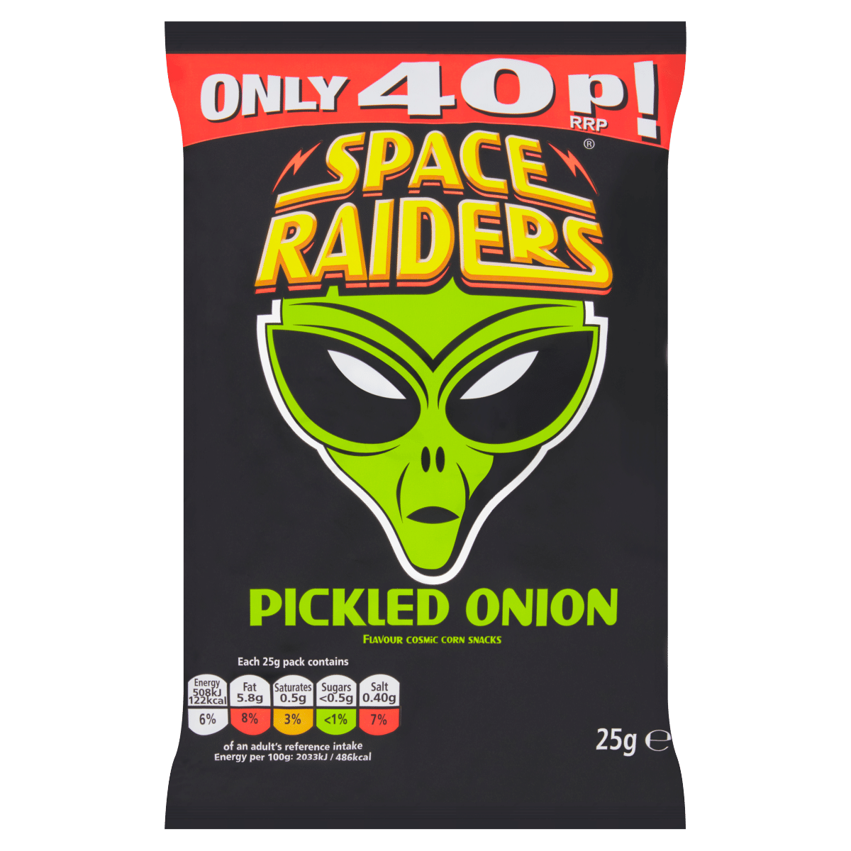 Space Raiders Pickled Onion Flavour Cosmic Corn Snacks 25g - One Stop