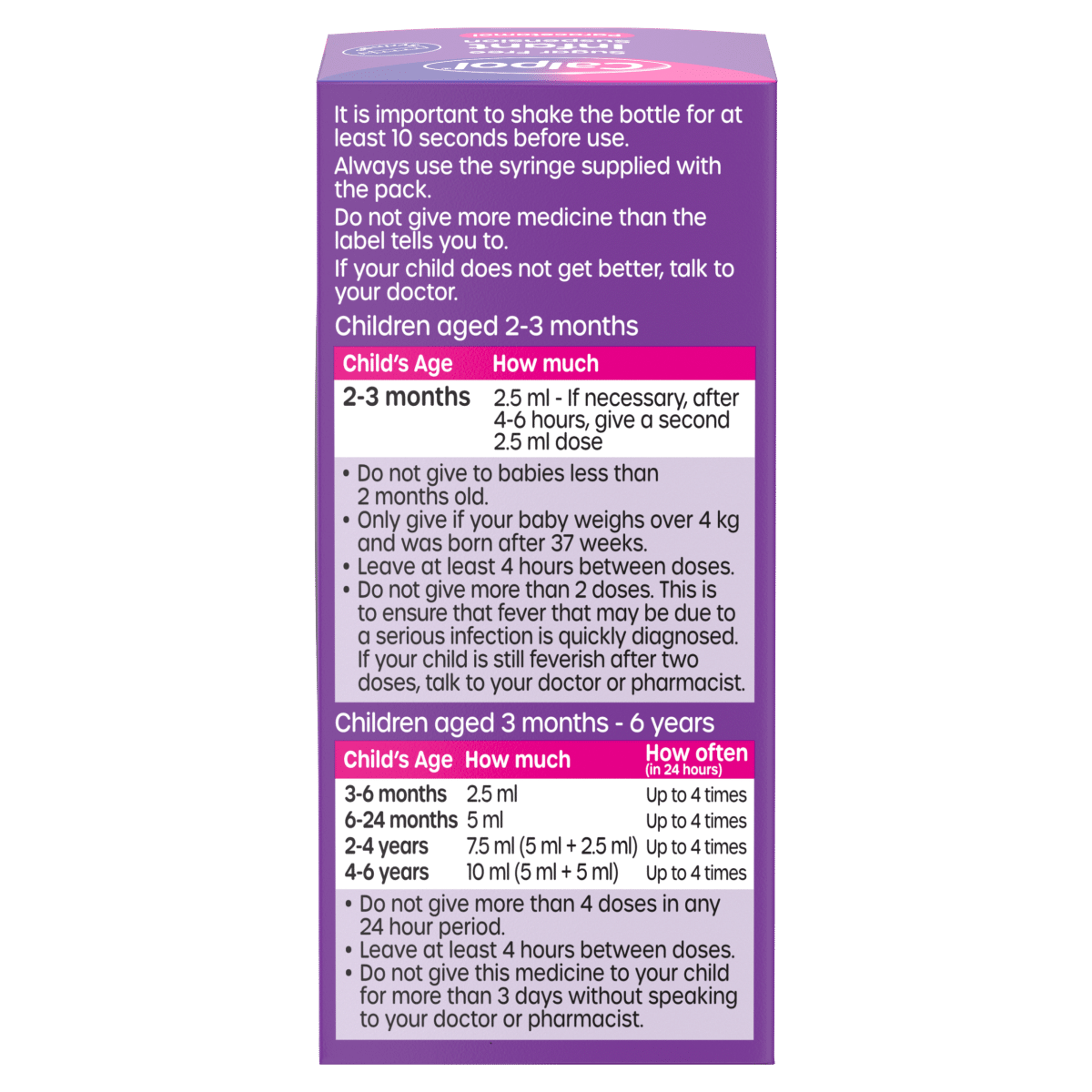 Calpol Infant Sugar-Free Oral Suspension Paracetamol 2+ Months 100ml ...