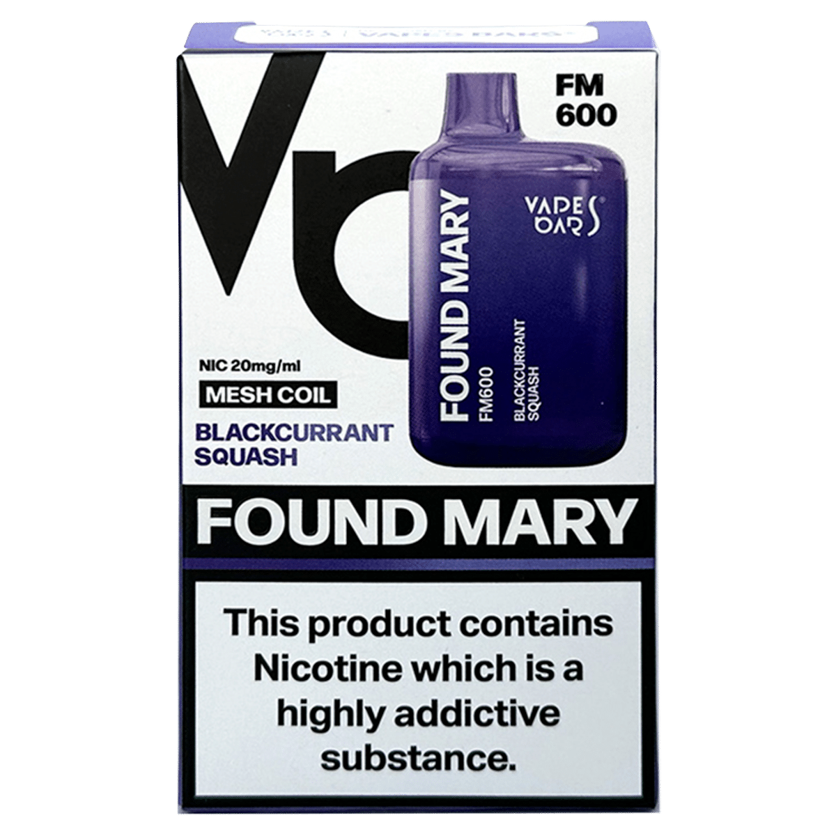 Vapes Bars Found Mary FM600 Blackcurrant Squash - One Stop