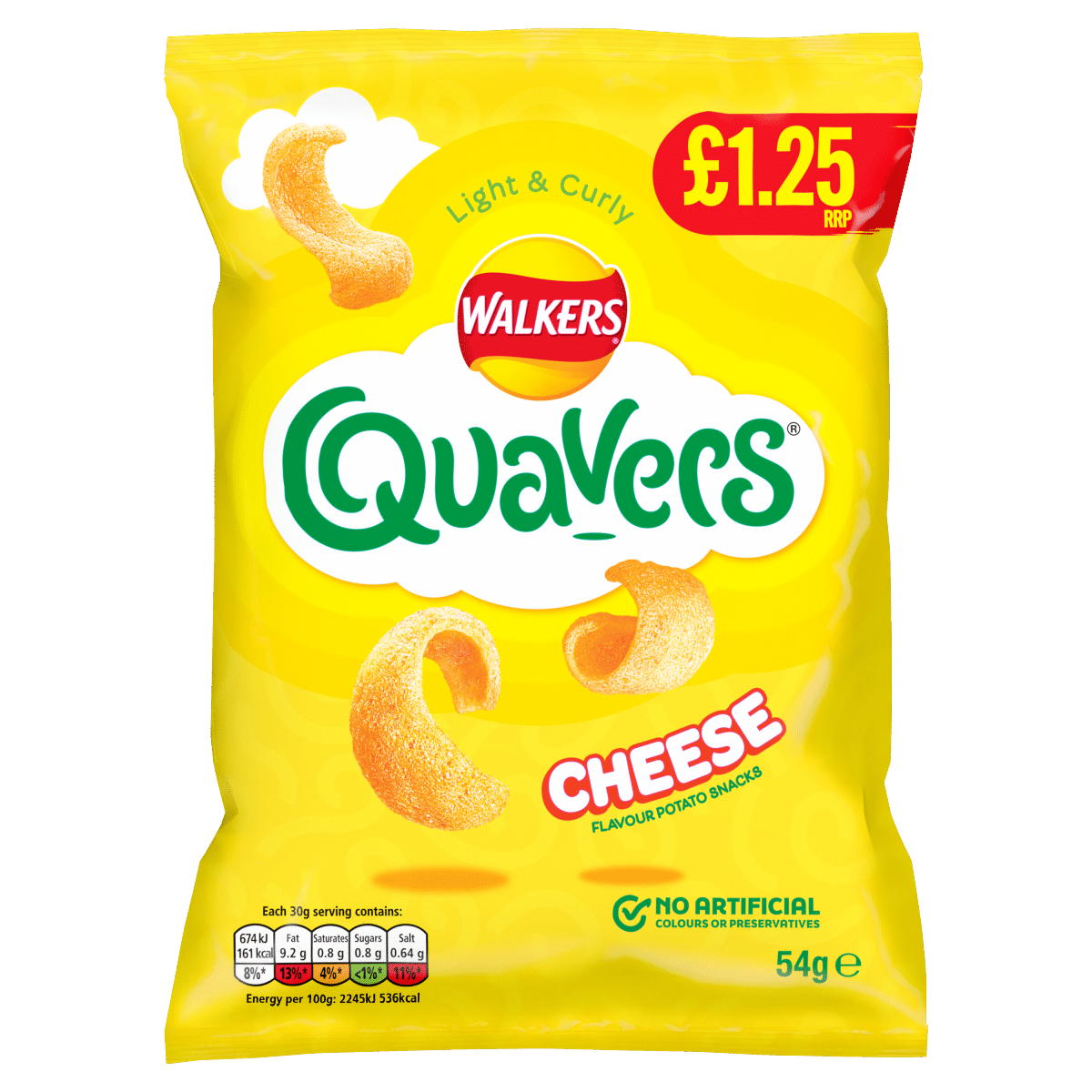 Walkers Quavers Cheese Snacks Crisps £1.25 RRP PMP 54g - One Stop