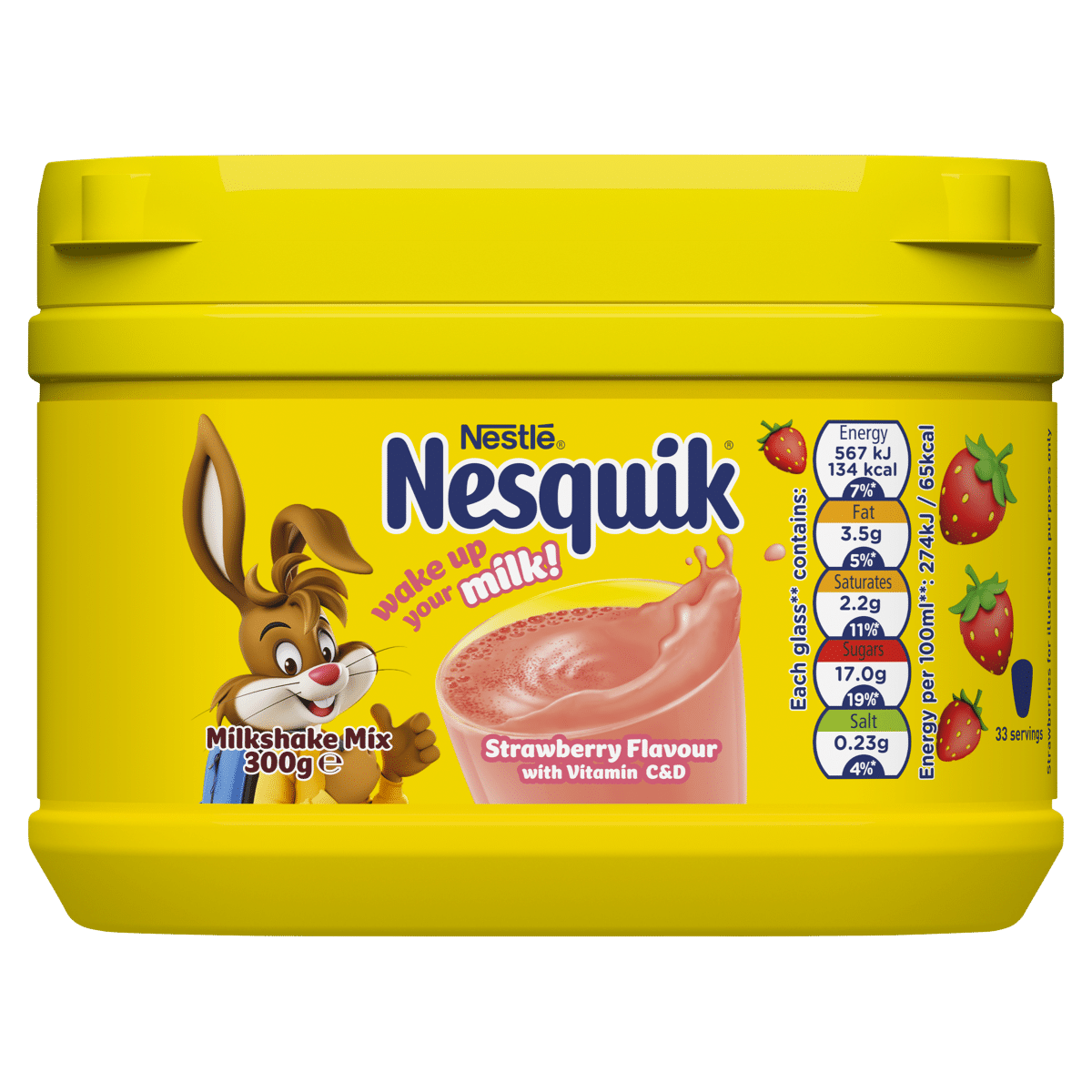 Nesquik Strawberry Flavour with Vitamin C&D Milkshake Mix 300g - One Stop