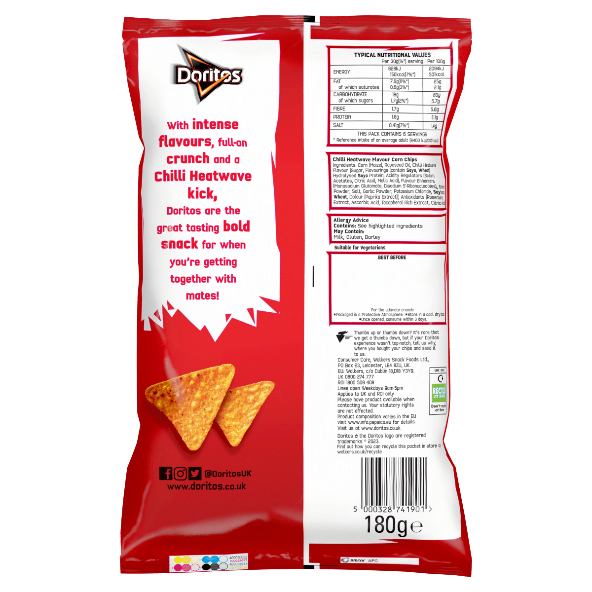 Doritos Chilli Heatwave Sharing Tortilla Chips Crisps 180g - One Stop