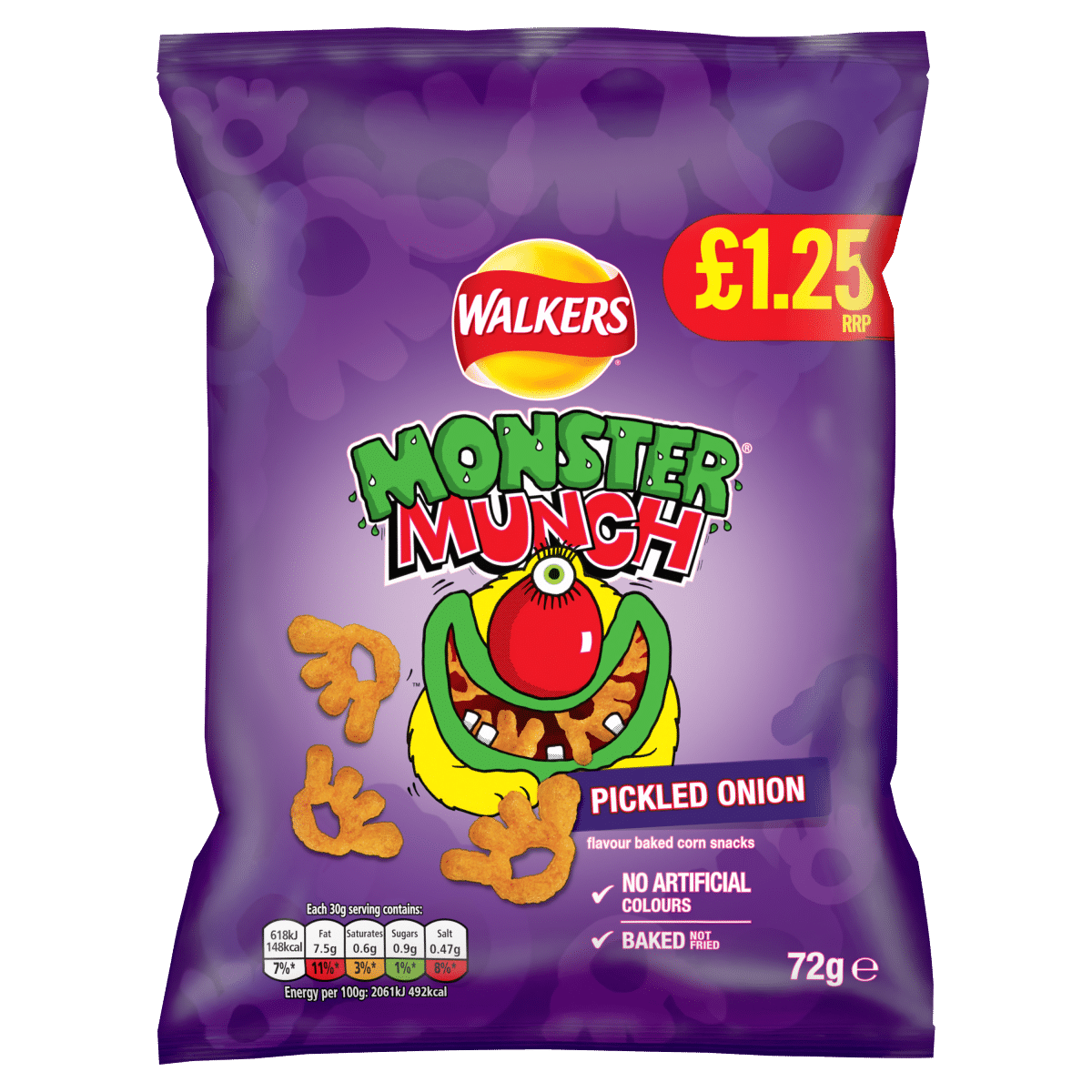 Walkers Monster Munch Pickled Onion Snacks Crisps £1.25 RRP PMP 72g ...