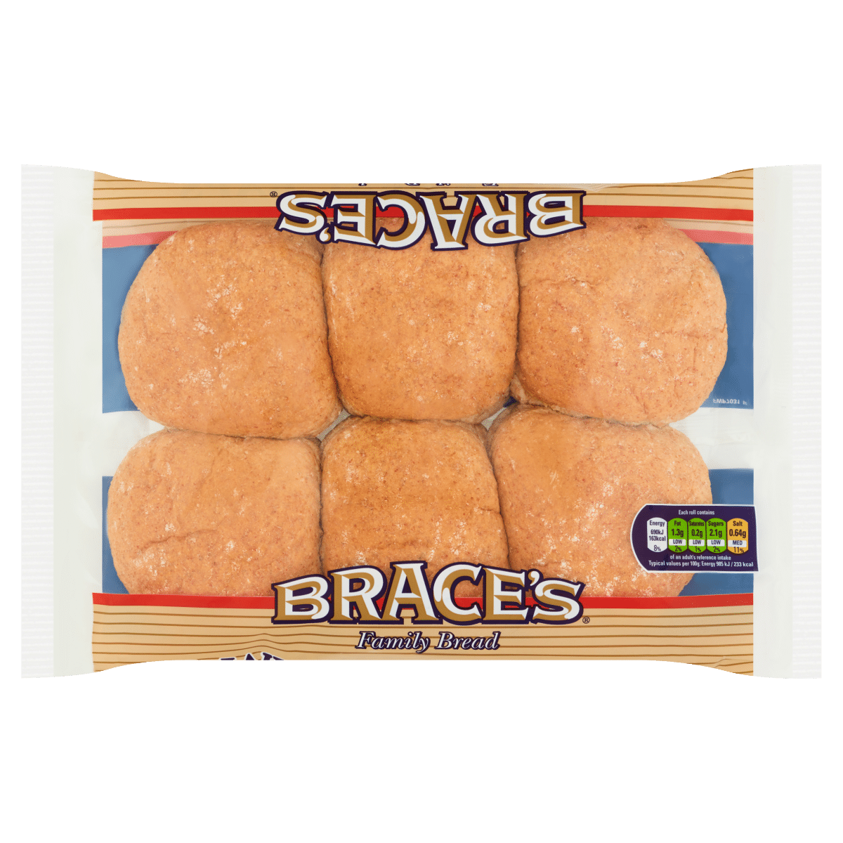 Brace's Family Bread 6 Wholemeal Baps - One Stop