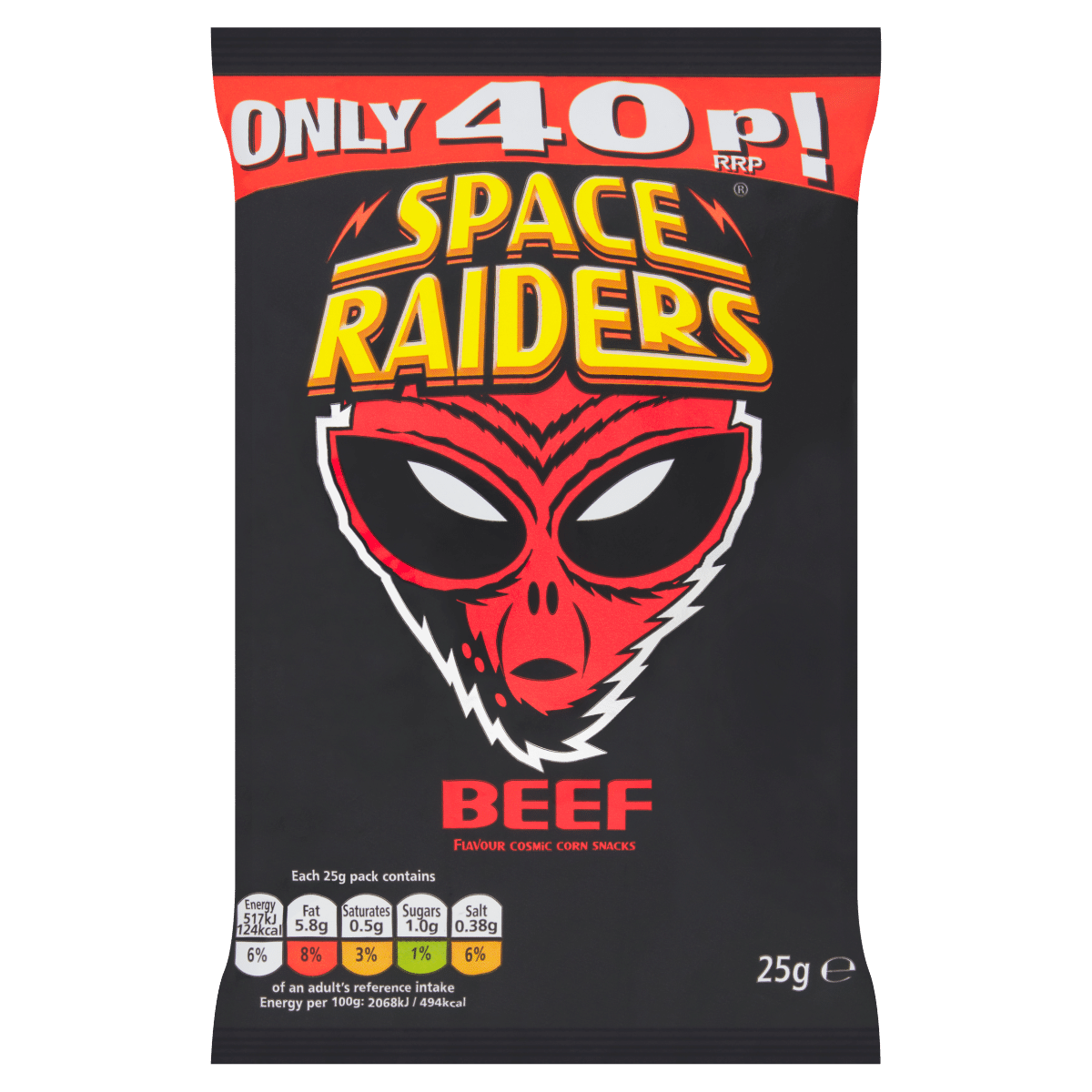 Space Raiders Beef Flavour Cosmic Corn Snacks 25g - One Stop