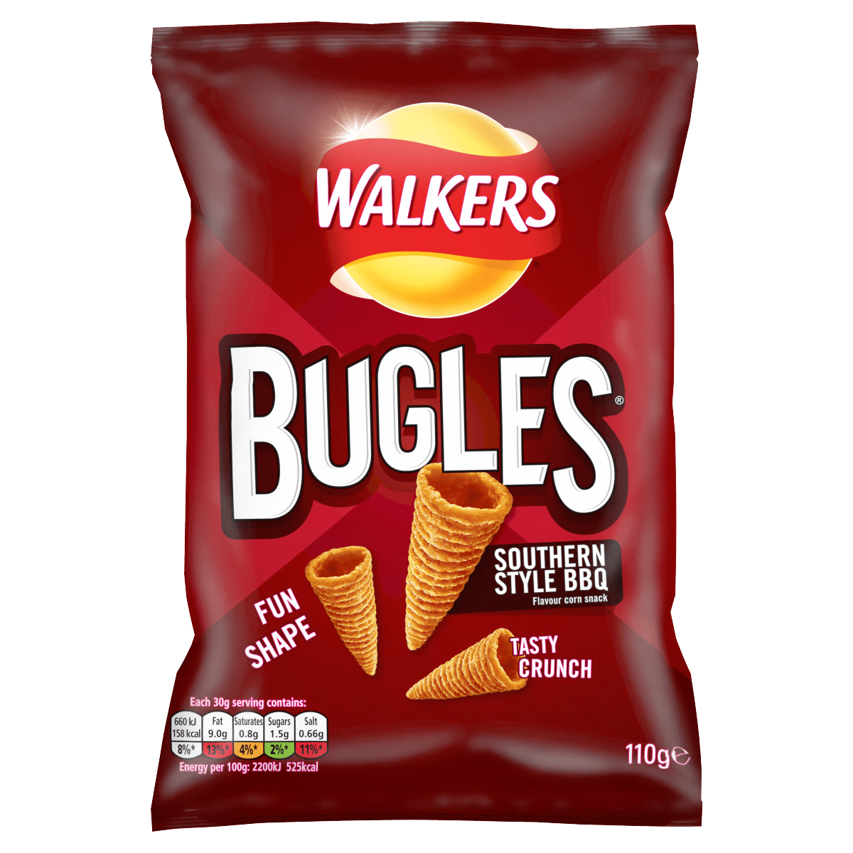 Walkers Bugles Southern Style BBQ Sharing Snacks Crisps 110g - One Stop