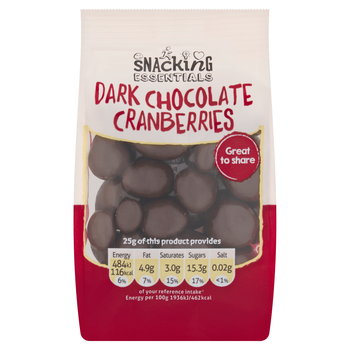 Snacking Essentials Dark Chocolate Cranberries 100g - One Stop