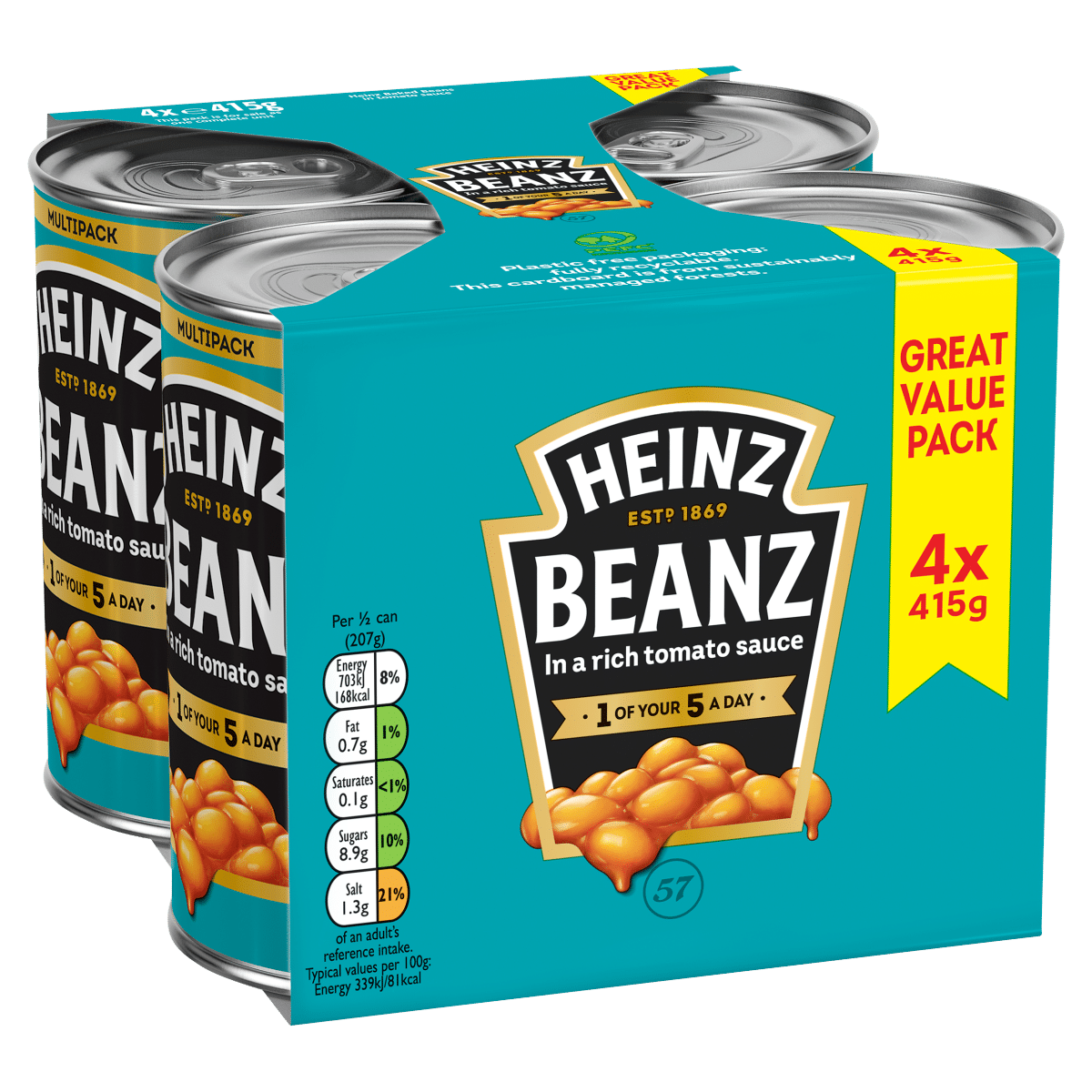Heinz Beanz in a Rich Tomato Sauce 4 x 415g - One Stop