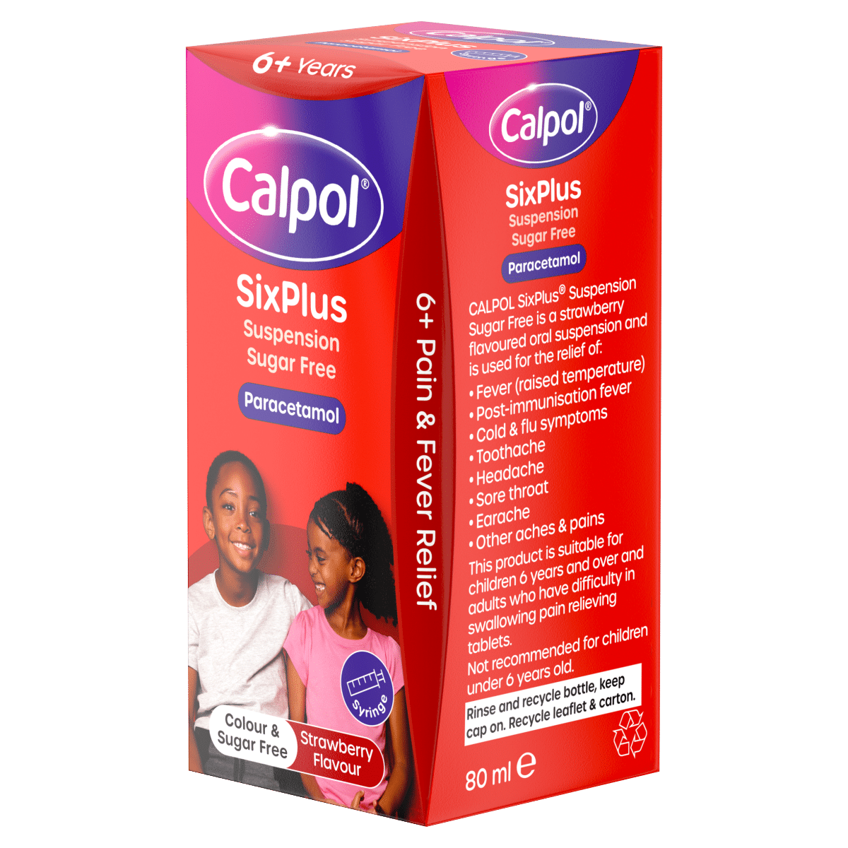 Calpol SixPlus Sugar-Free Suspension Paracetamol 6+ Years 80ml - One Stop