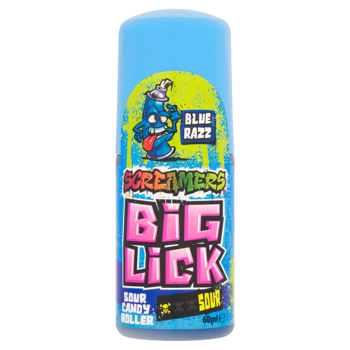 Zed Candy Screamers Blue Razz Big Lick Sour Candy Roller 60ml - One Stop