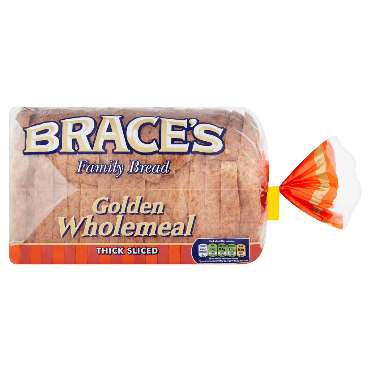 Brace's Family Bread Golden Wholemeal Thick Sliced 800g - One Stop