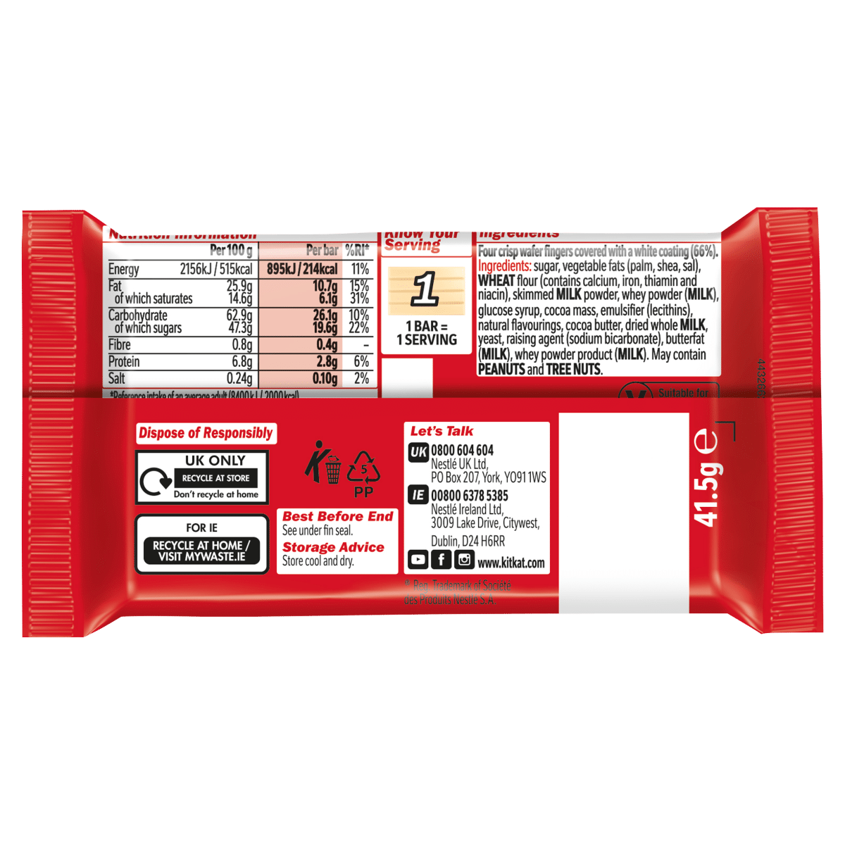 KitKat White Chocolate Bar 41.5g - One Stop