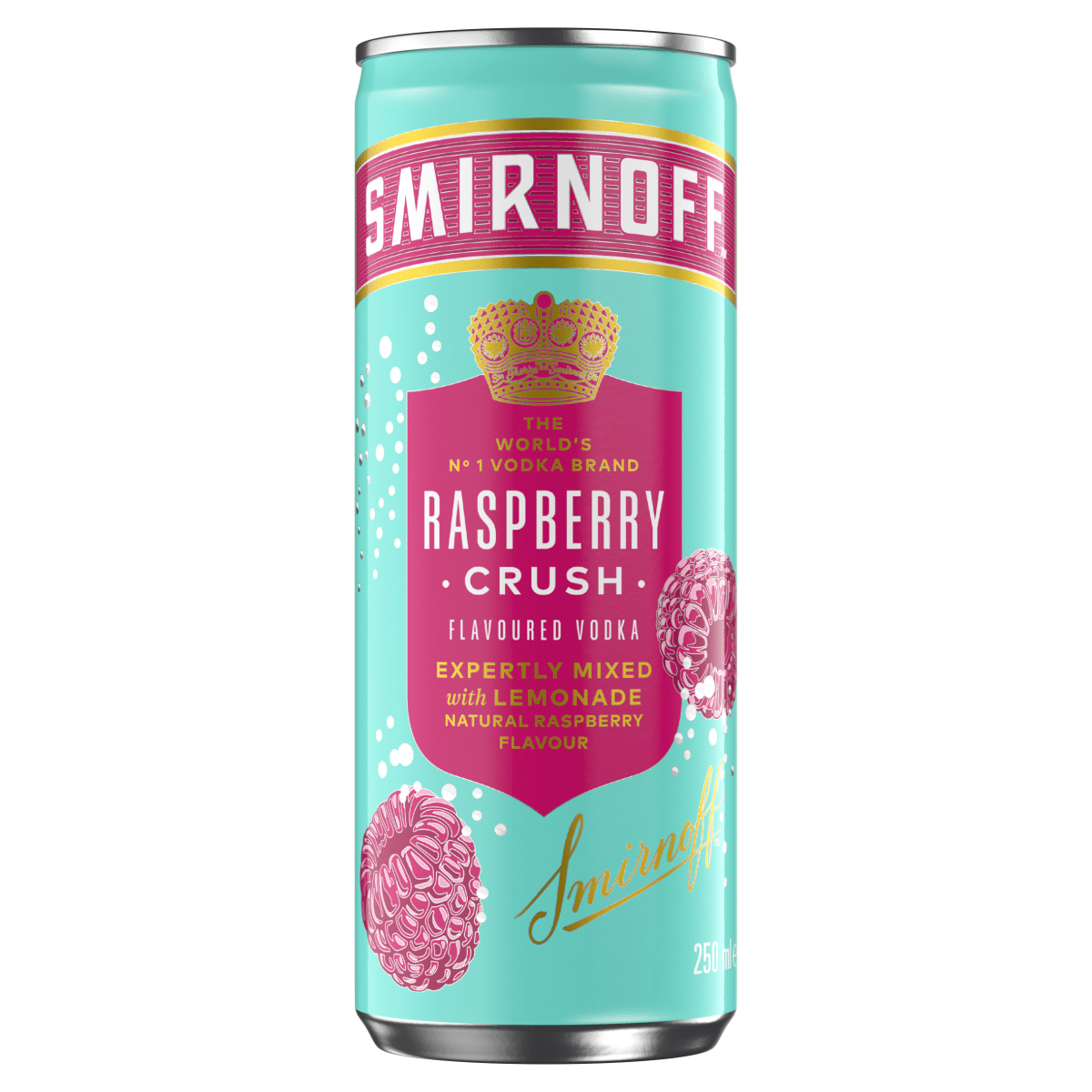 Smirnoff Raspberry Crush & Lemonade 5% vol Ready To Drink Premix 250ml ...