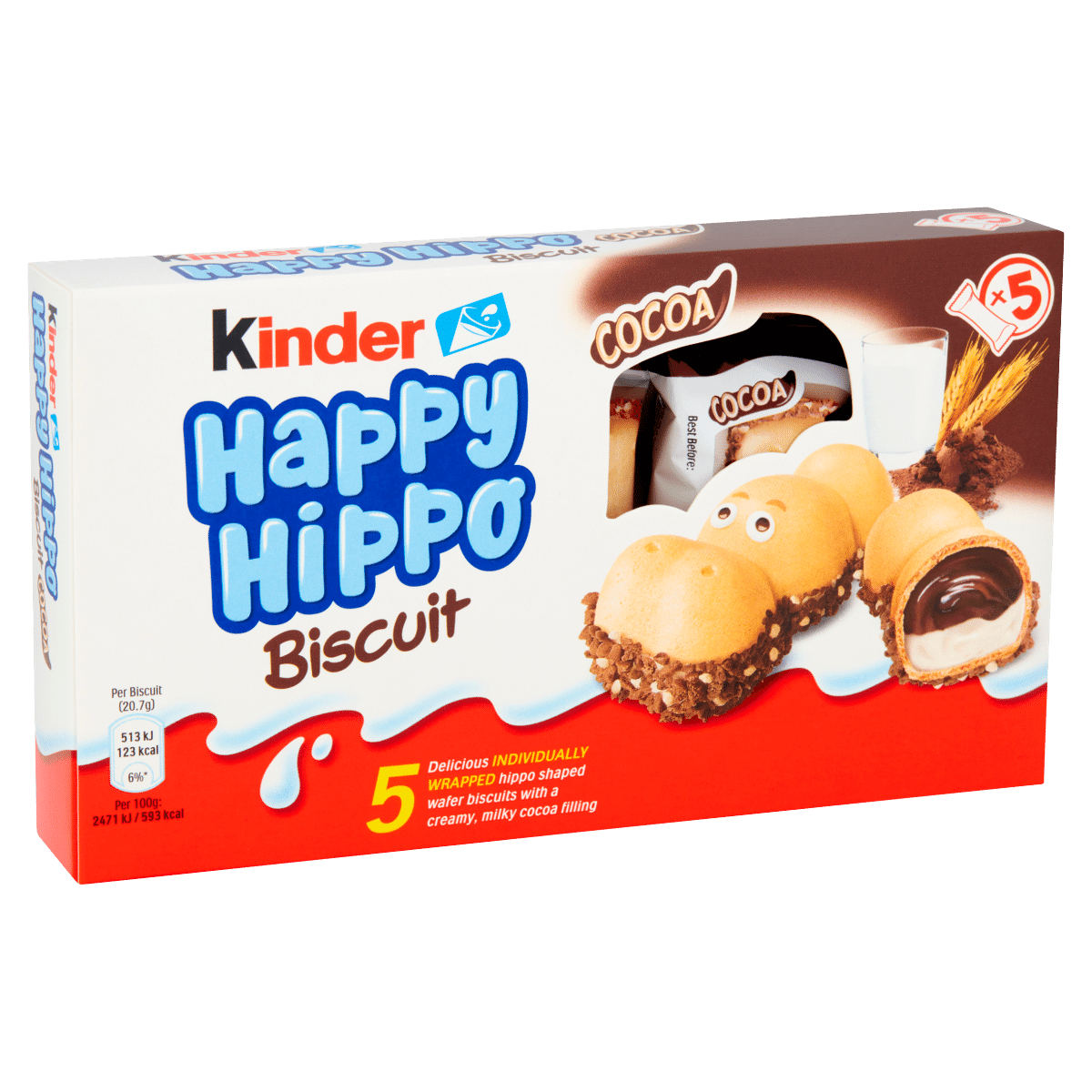 Kinder Happy Hippo Chocolate Cream Biscuits Multipack 5 x 20.7g (103g) - One Stop