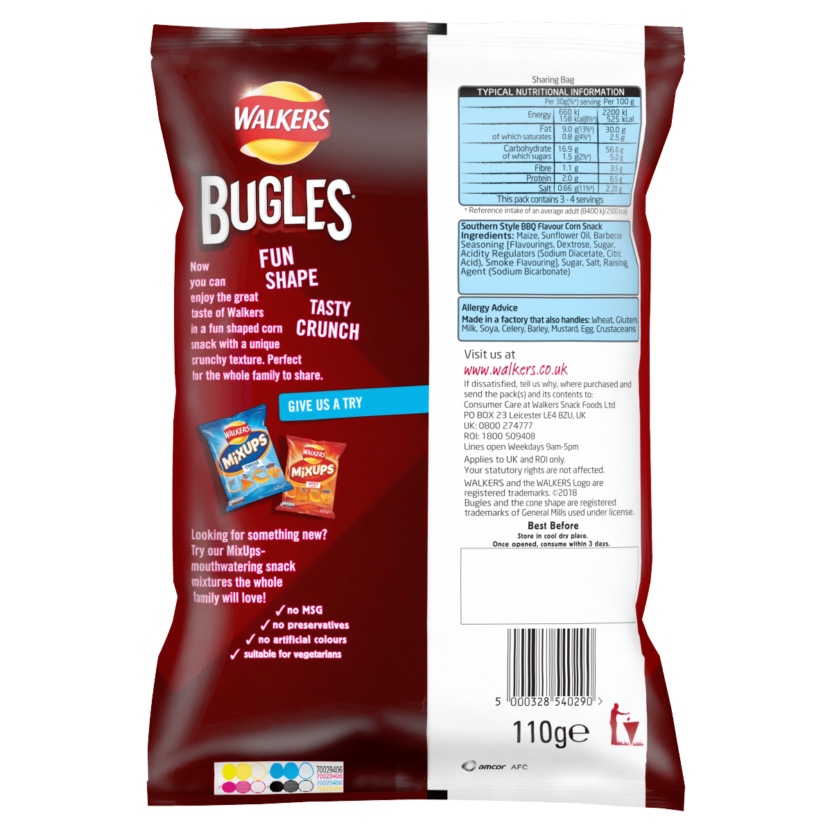 Walkers Bugles Southern Style BBQ Sharing Snacks Crisps 110g - One Stop