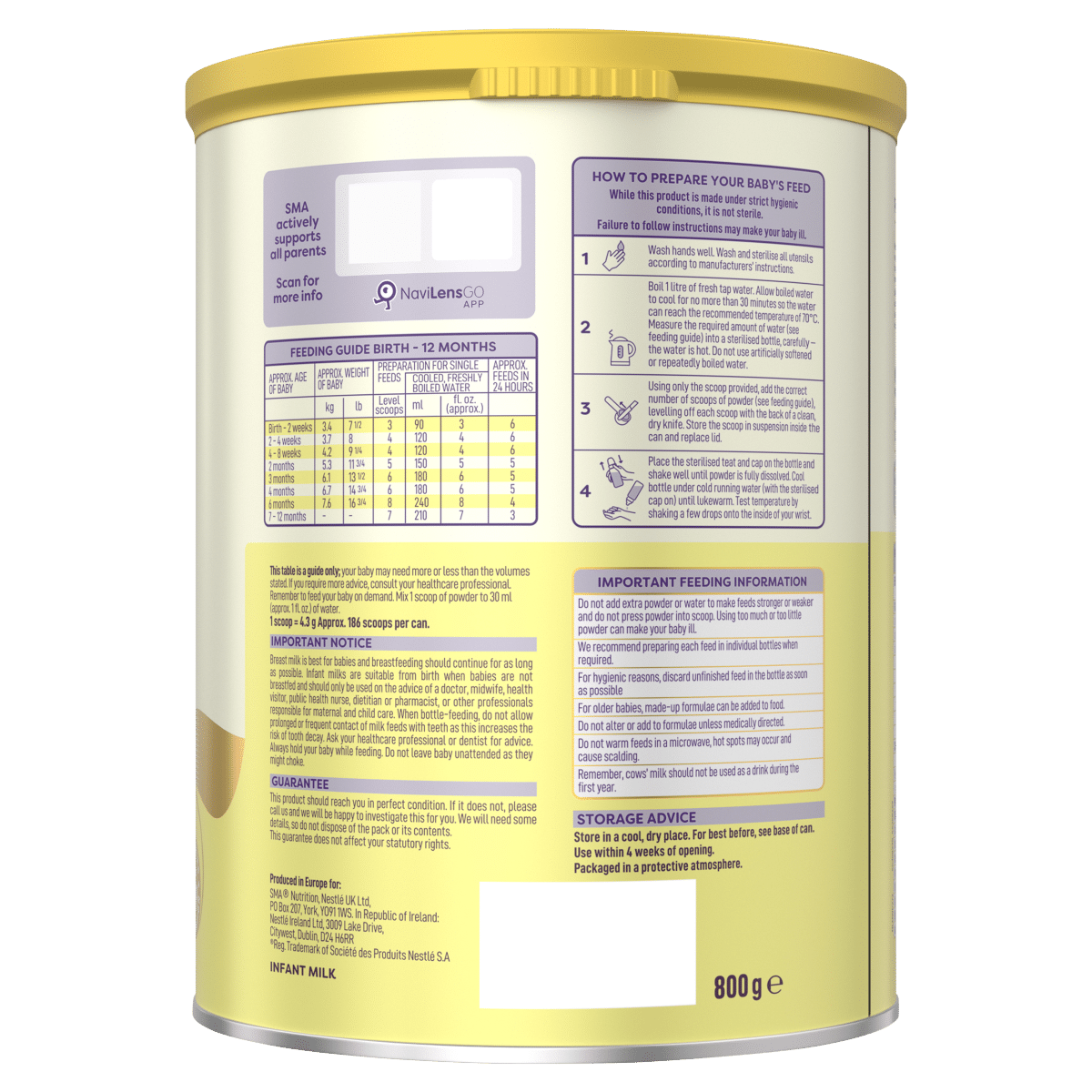 SMA 1 from Birth First Infant Milk 800g - One Stop