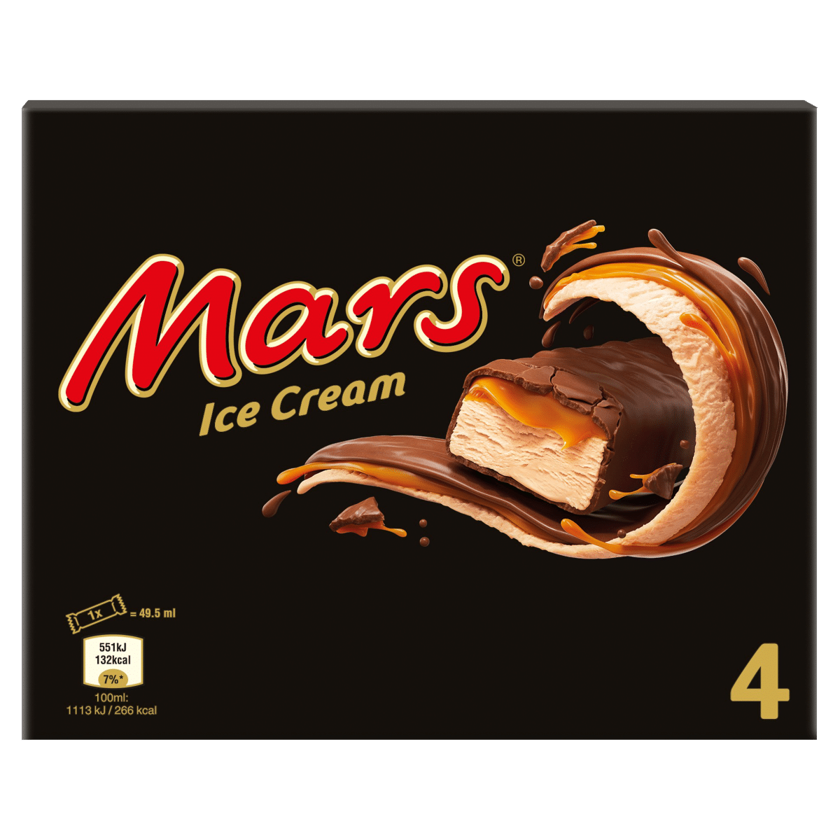 Mars Chocolate Caramel Ice Cream Bars 4pk (4 x 40g) - One Stop