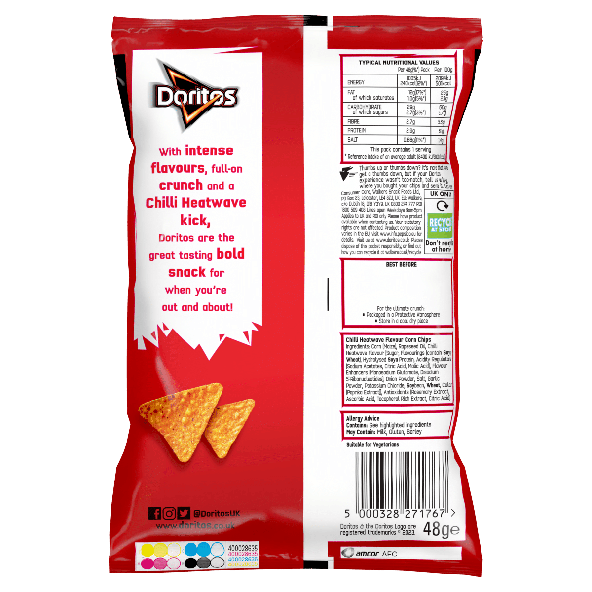 Doritos Chilli Heatwave Tortilla Chips Crisps 48g - One Stop
