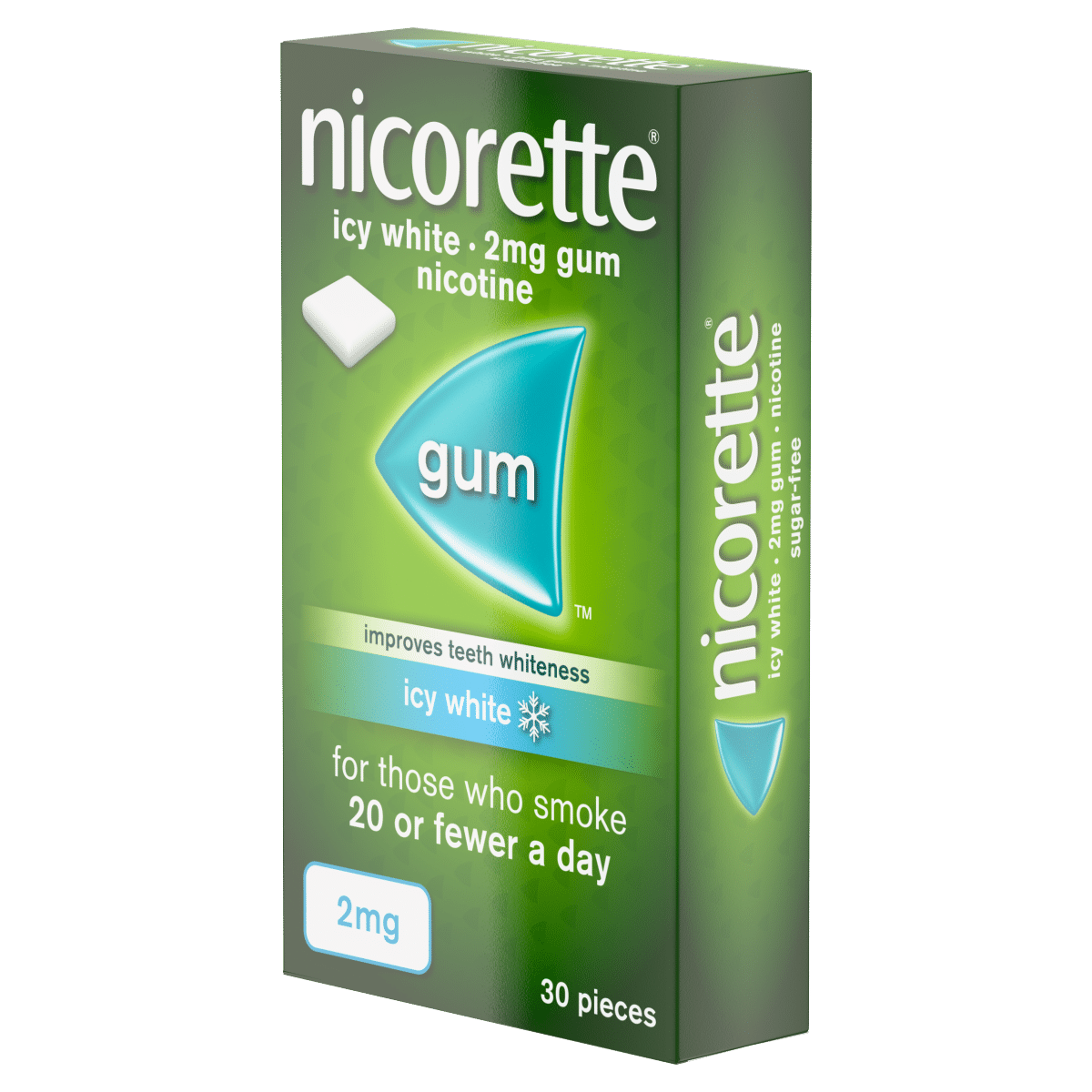 Nicorette Icy White 2mg Gum 30 Pieces Quit Smoking Aid - One Stop