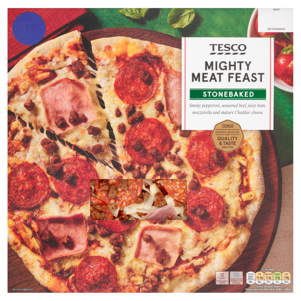 Tesco Mighty Meat Feast 327g | One Stop