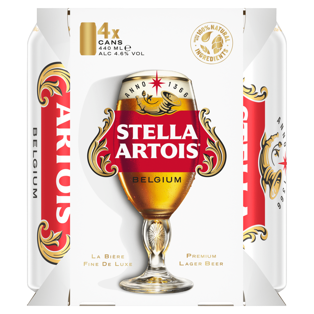 Stella Artois Belgium Premium Lager Beer 4 x 440ml - One Stop