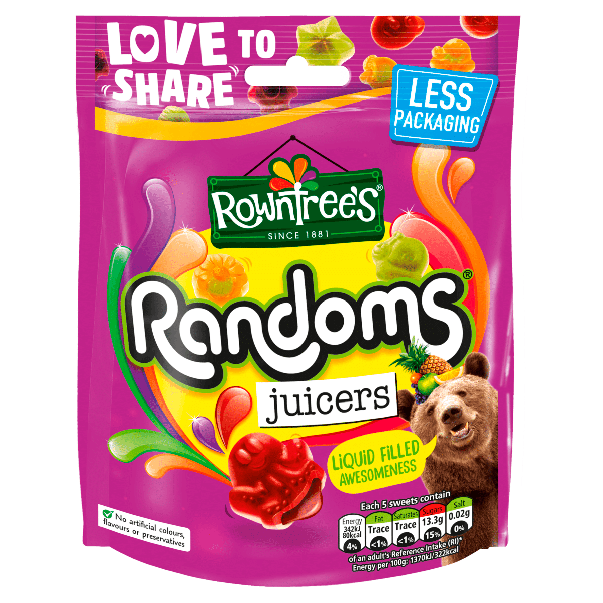 Rowntree's Randoms Juicers Sweets Sharing Bag 140g - One Stop