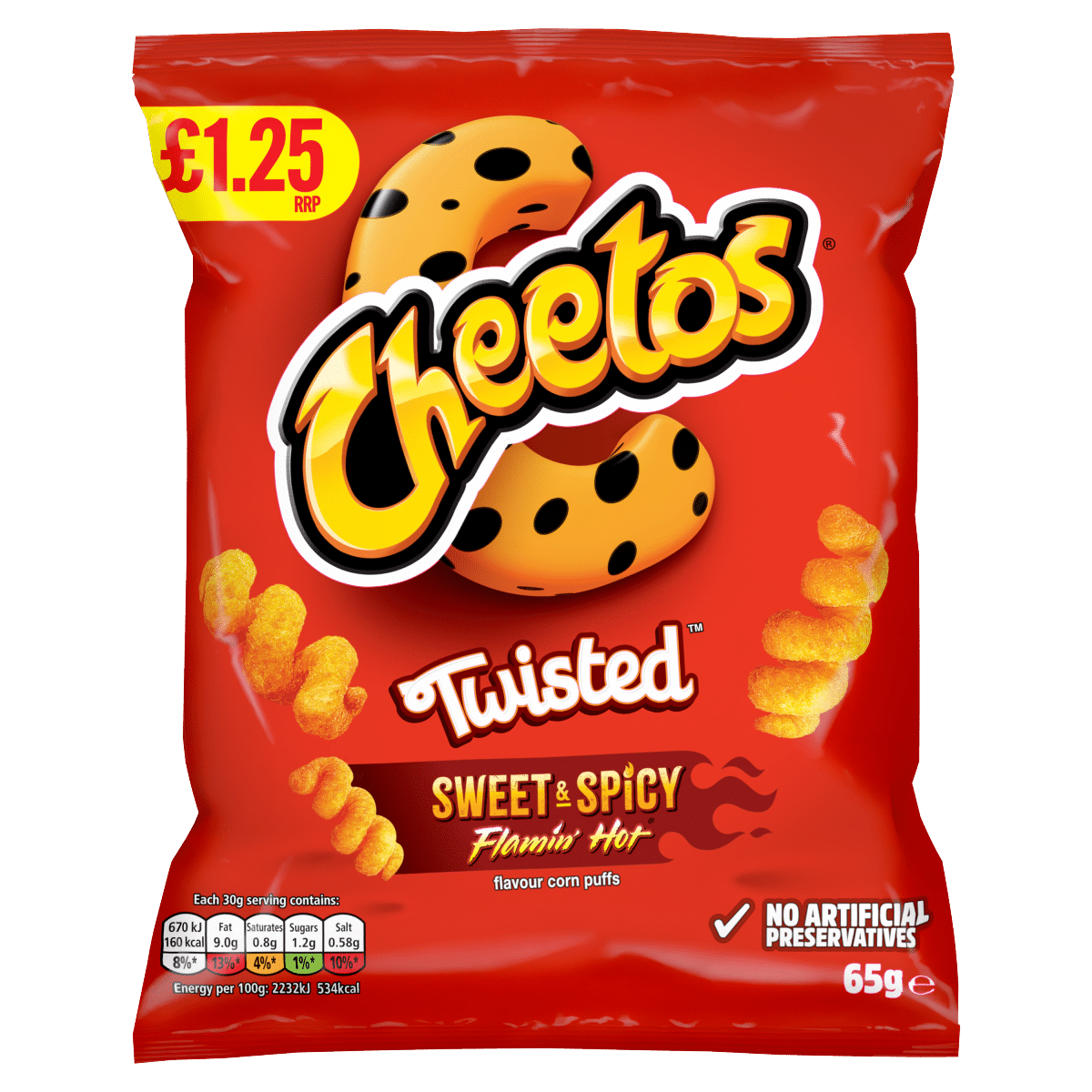Cheetos Twisted Sweet & Spicy Snacks Crisps £1.25 RRP PMP 65g - One Stop