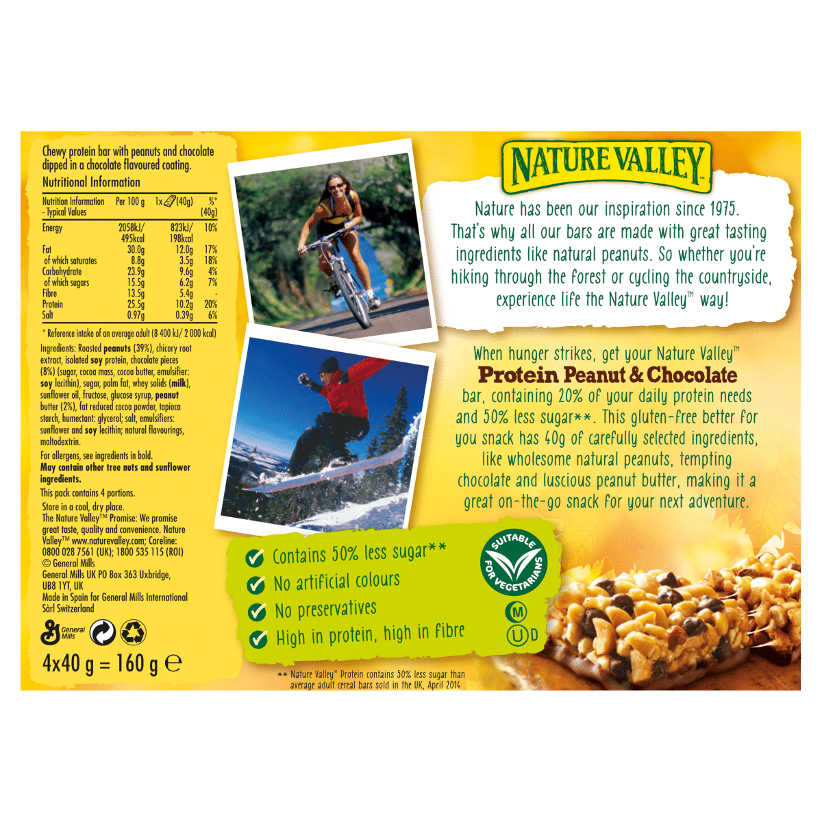 Nature Valley Protein Peanut & Chocolate Bars 4 x 40g (160g) - One Stop