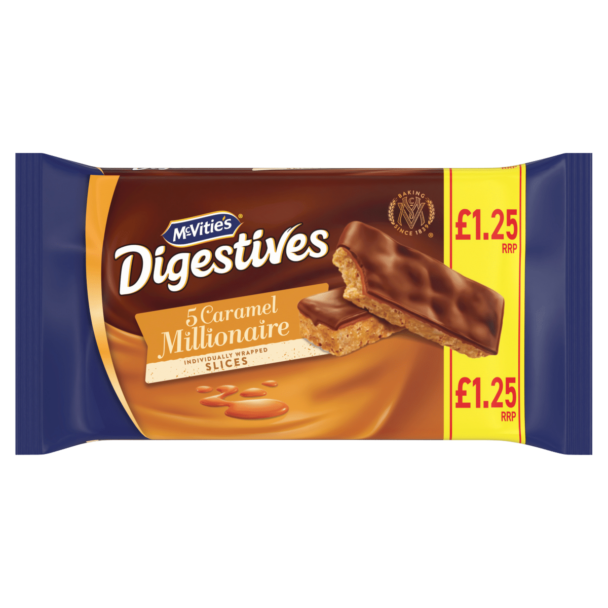 McVitie's Digestives 5 Caramel Millionaire Slices 109.9g - One Stop