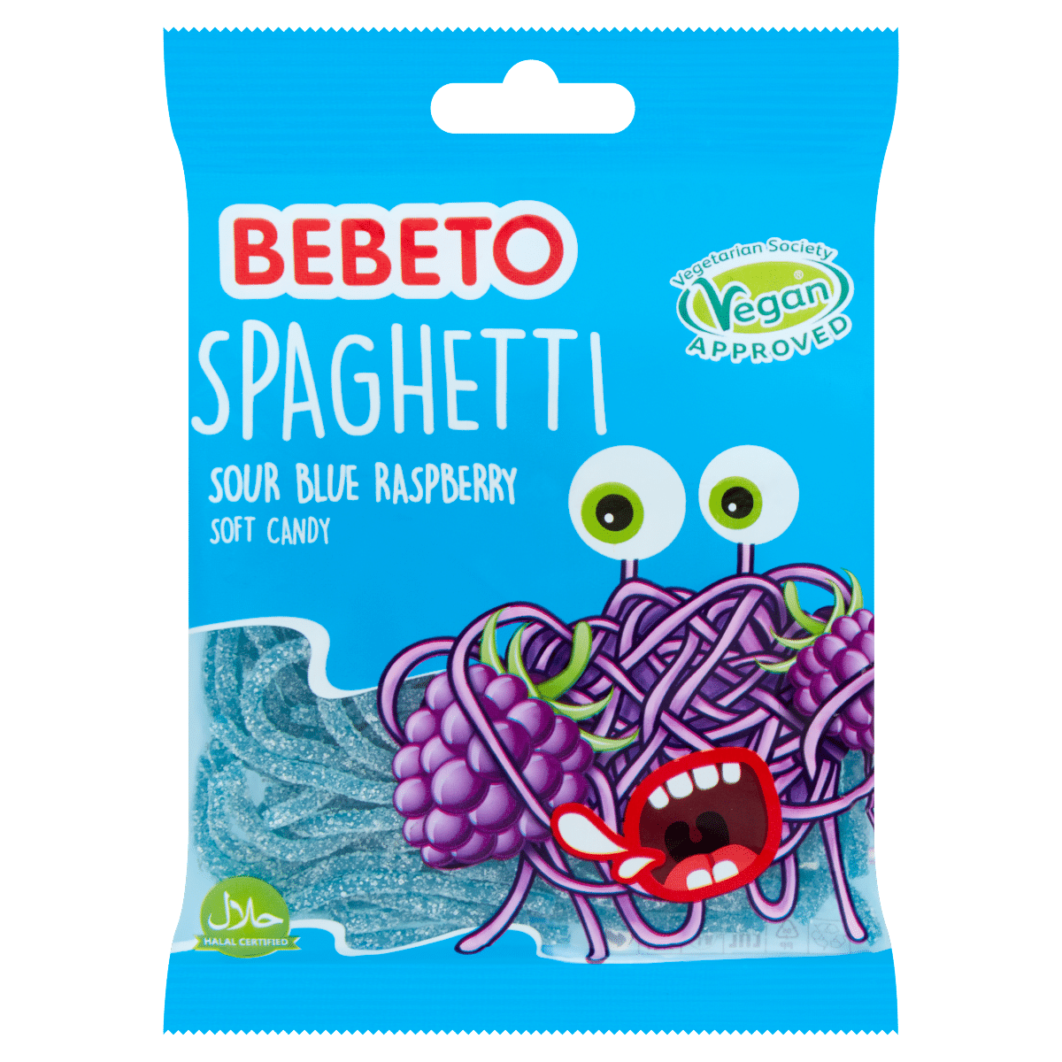 Bebeto Spaghetti Sour Blue Raspberry Soft Candy 70g - One Stop