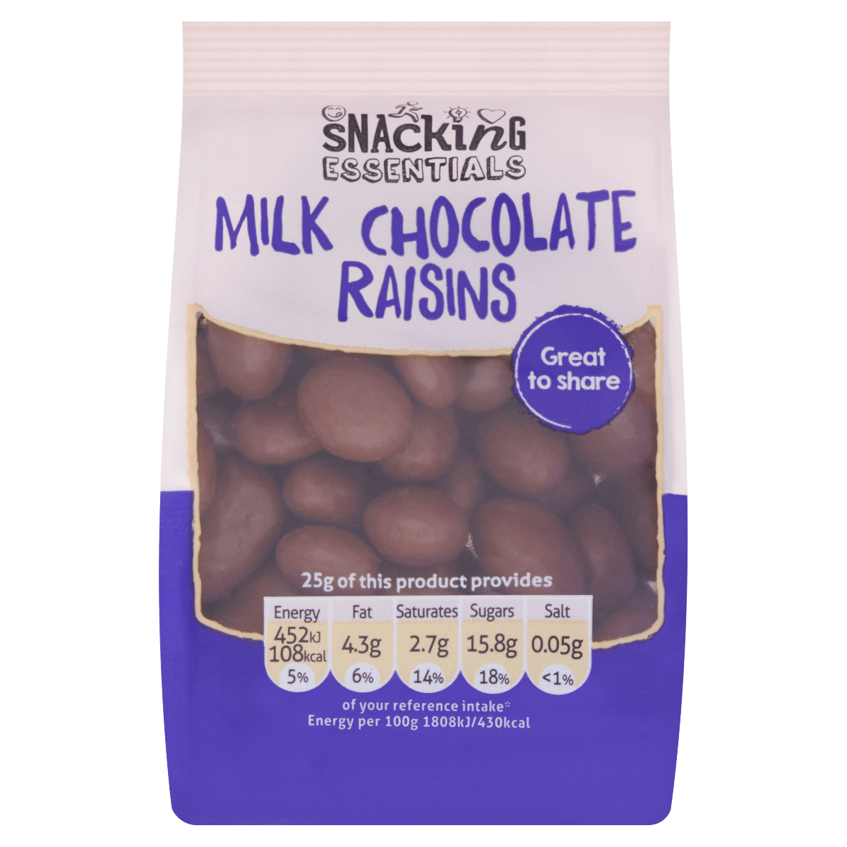 Snacking Essentials Milk Chocolate Raisins 100g - One Stop