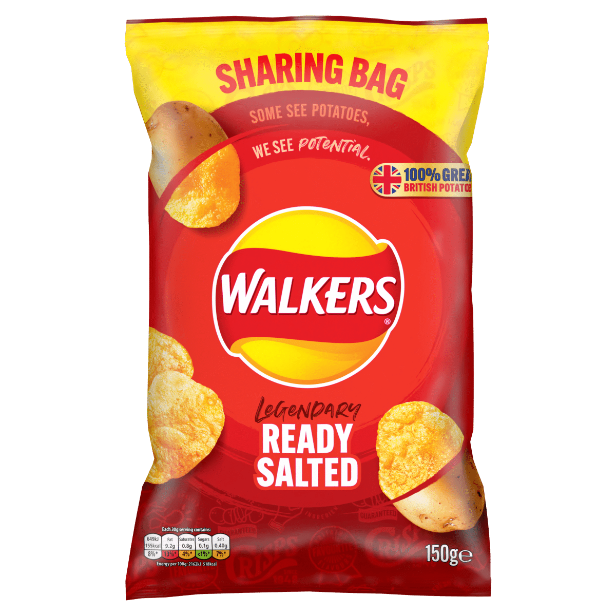 Walkers Ready Salted Sharing Crisps 150g - One Stop