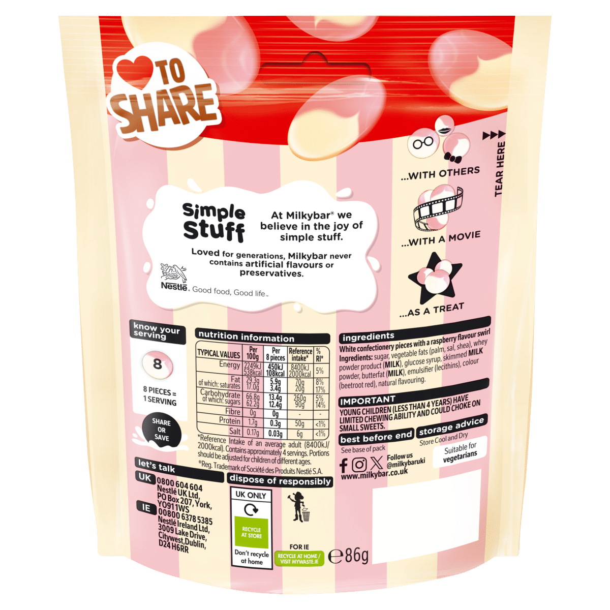 Milkybar Raspberry Ripple Ice Cream 86g - One Stop