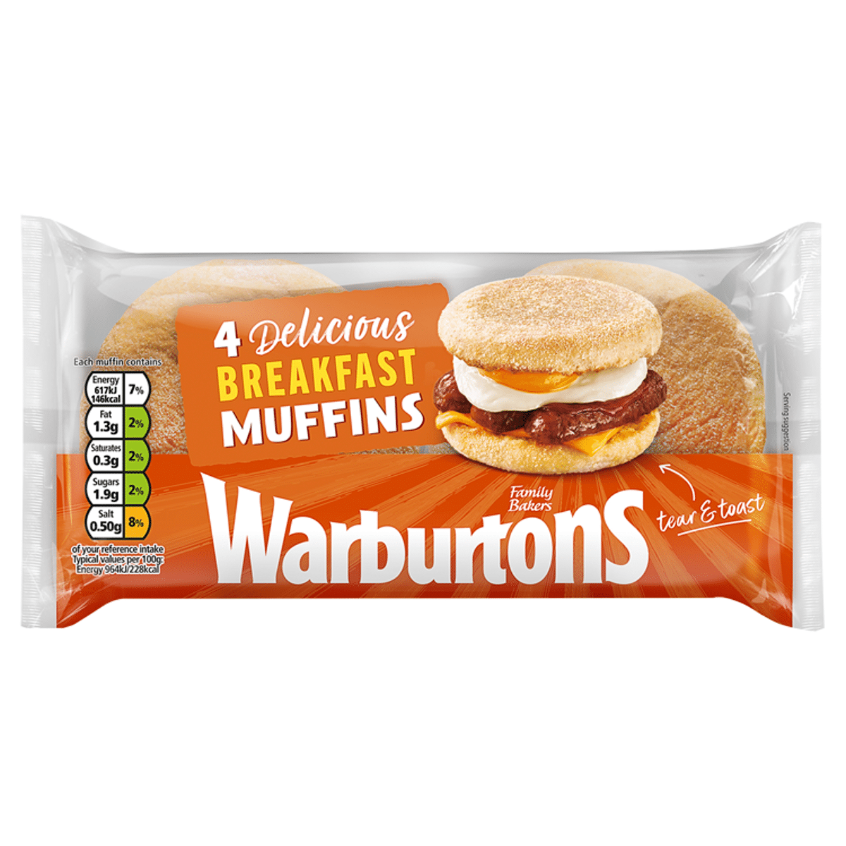 Warburtons 4 Delicious Breakfast Muffins - One Stop
