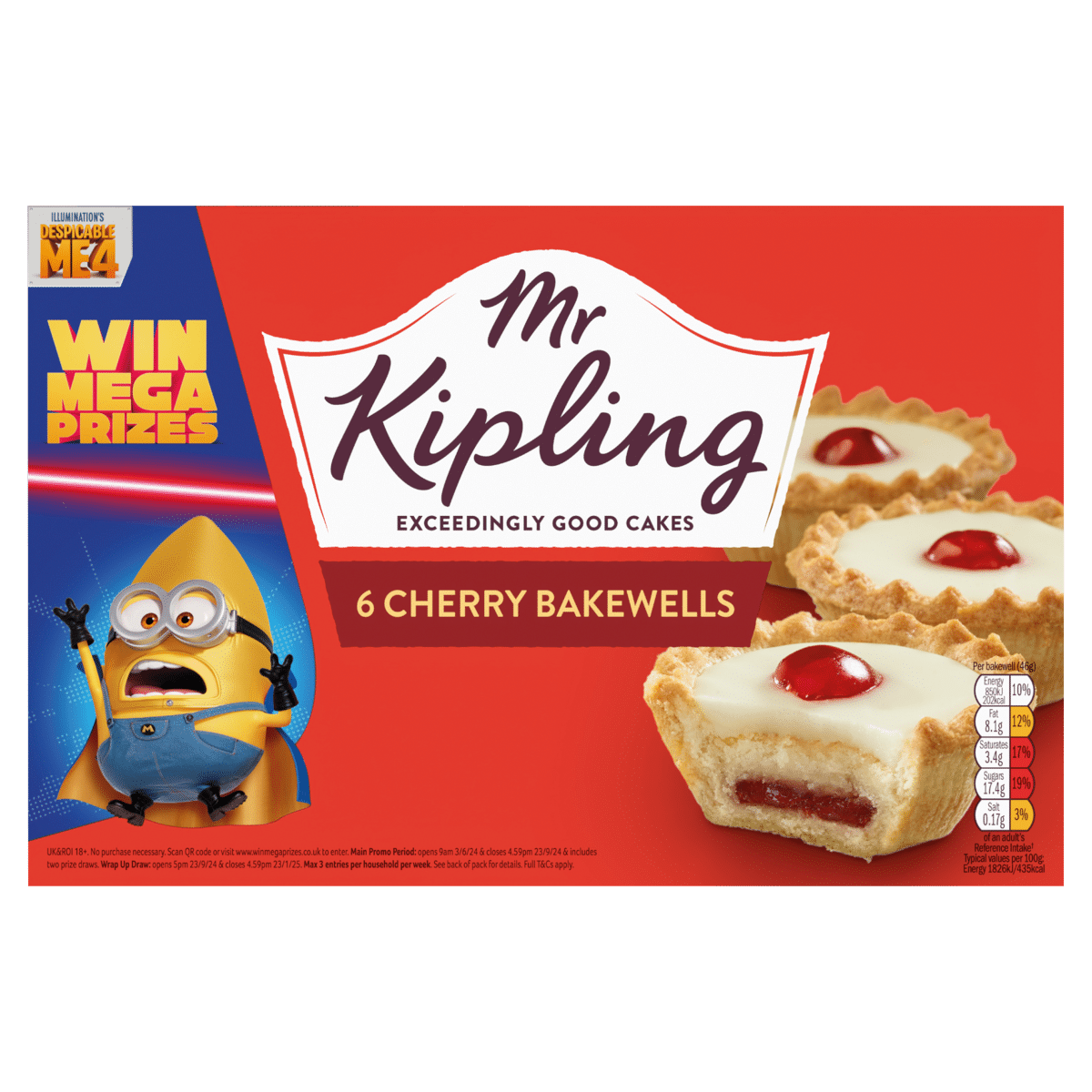 Mr Kipling 6 Cherry Bakewells - One Stop