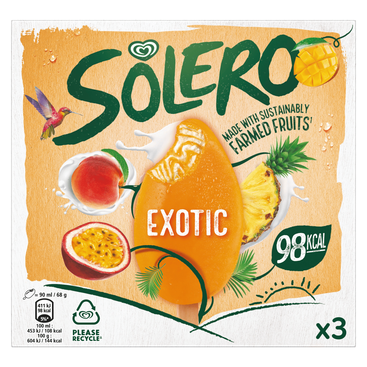 Solero Ice Cream Sticks Exotic 3x 90 ml - One Stop