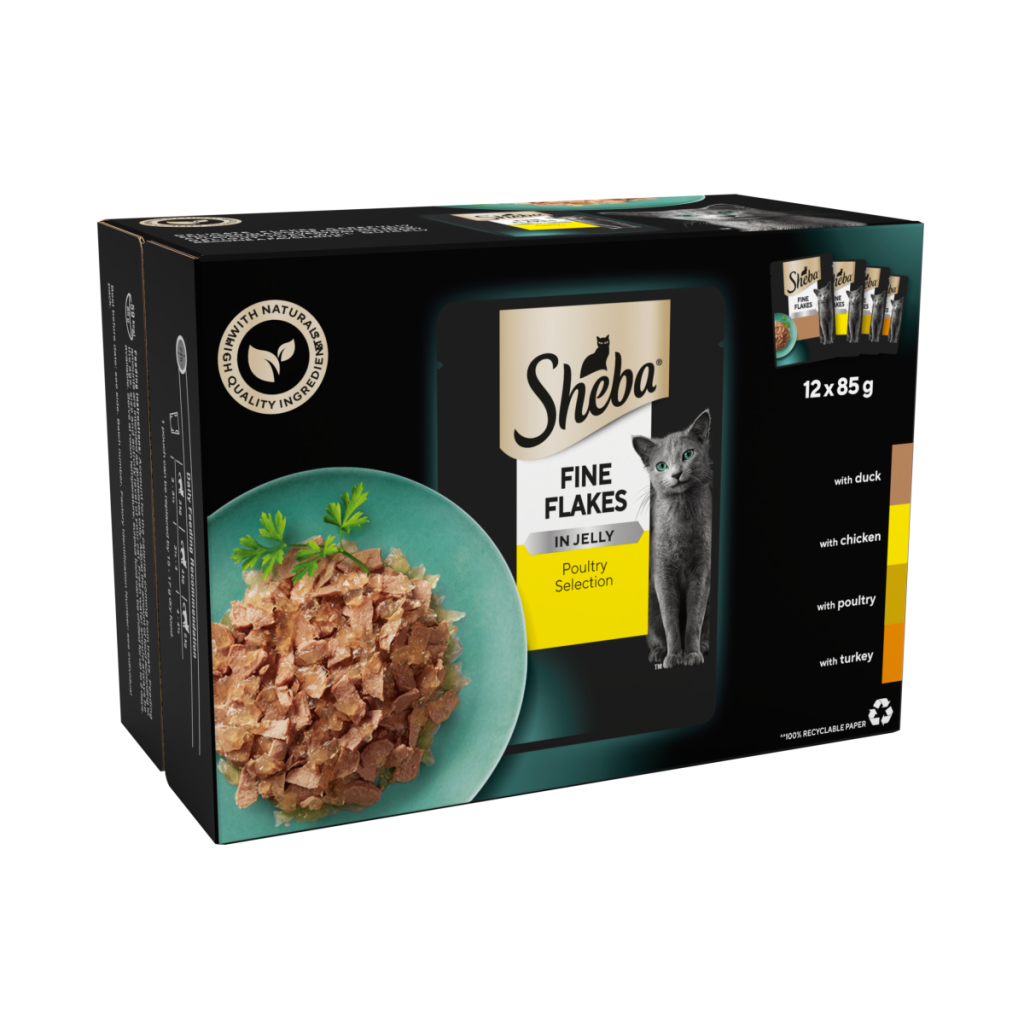 Sheba Fine Flakes Adult Cat Food Pouch Poultry Selection in Jelly 12 x ...