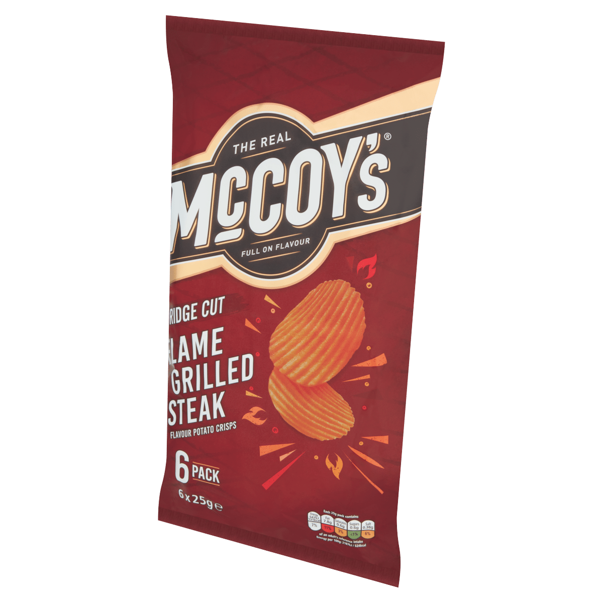 McCoy's Flame Grilled Steak Flavour Potato Crisps 6 x 25g - One Stop