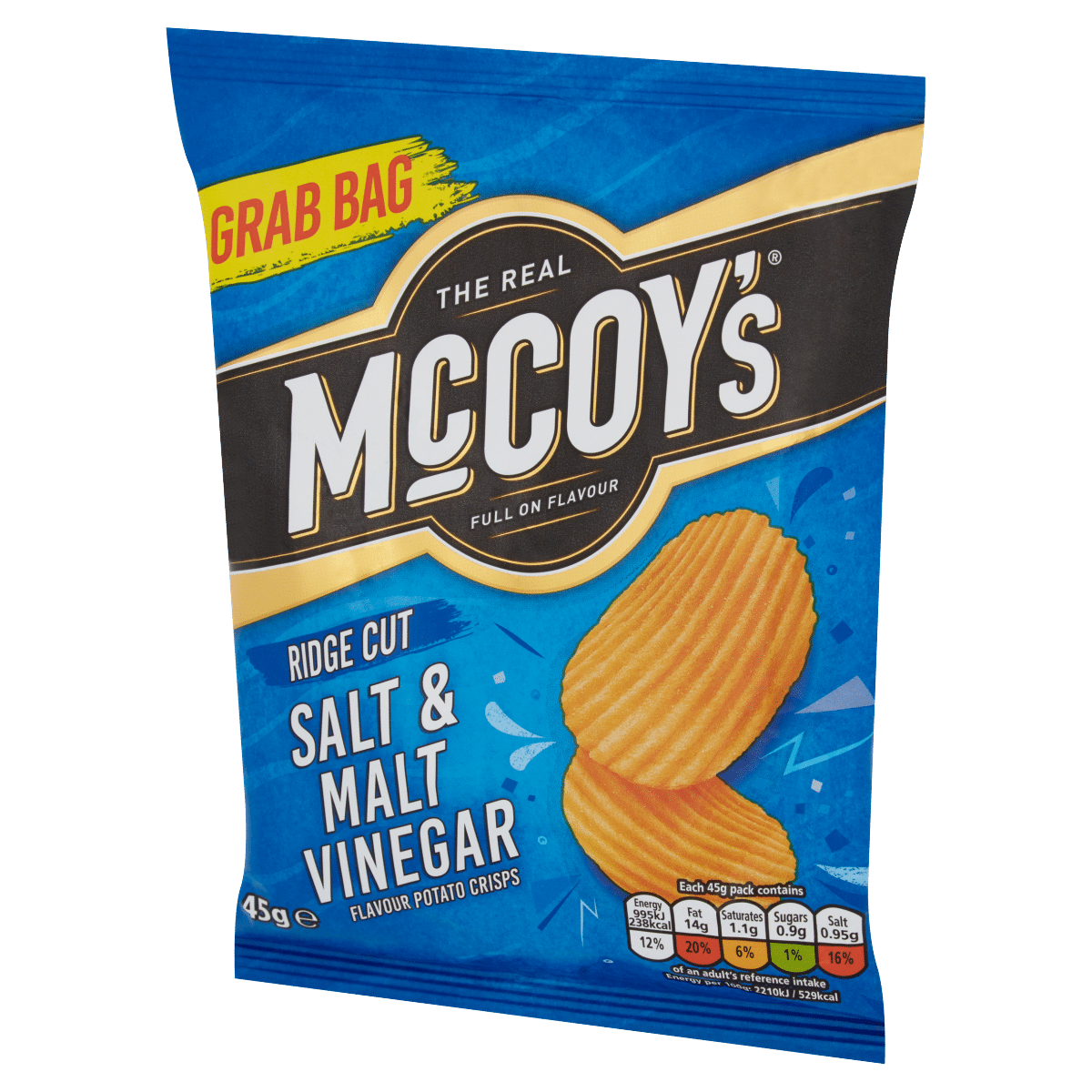 McCoy's Ridge Cut Salt & Malt Vinegar Flavour Potato Crisps 45g - One Stop