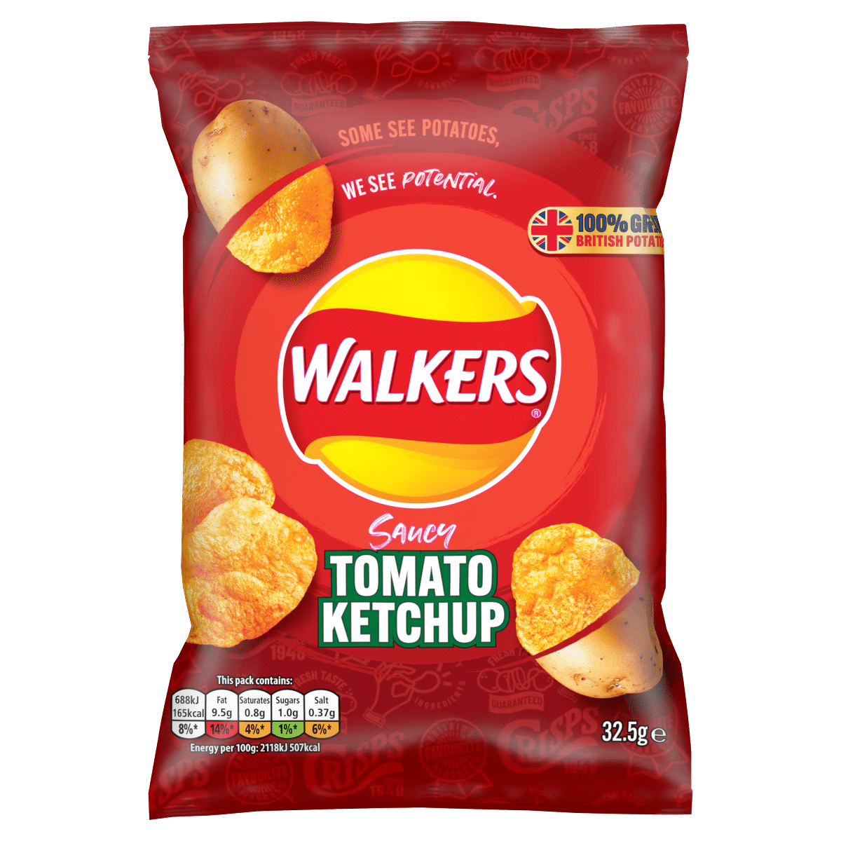 Walkers Tomato Ketchup Crisps 32.5g - One Stop