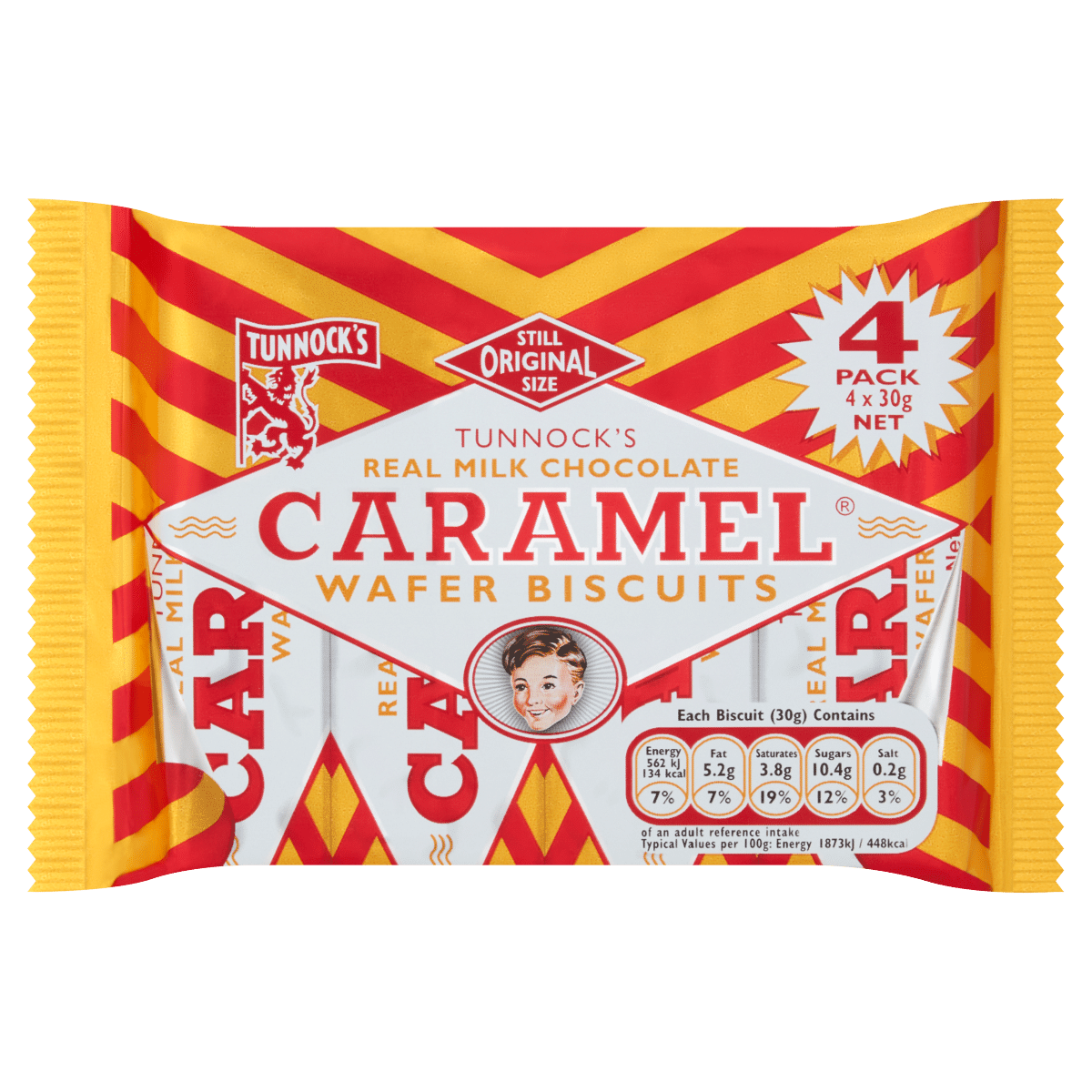 Tunnock's Real Milk Chocolate Caramel Wafer Biscuits 4 x 30g - One Stop