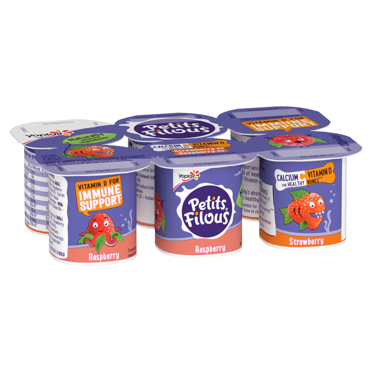 Petits Filous Kids Strawberry & Raspberry Yoghurt Pots 6 x 47g - One Stop