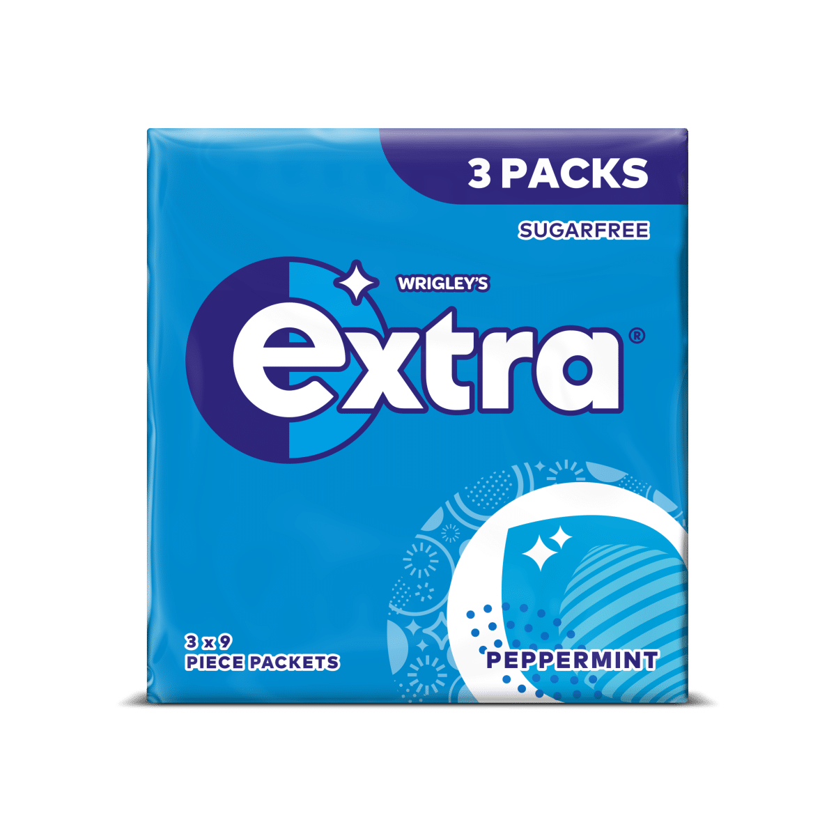 Extra Peppermint Sugarfree Chewing Gum Multipack 3 x 9 Pieces One Stop