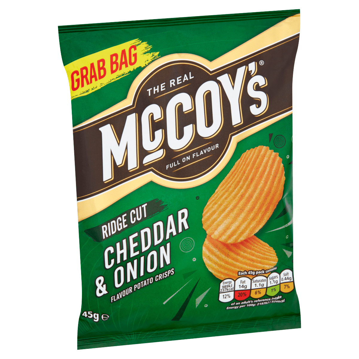 McCoy's­ Ridge Cut Cheddar & Onion Flavour Potato Crisps 45g - One Stop